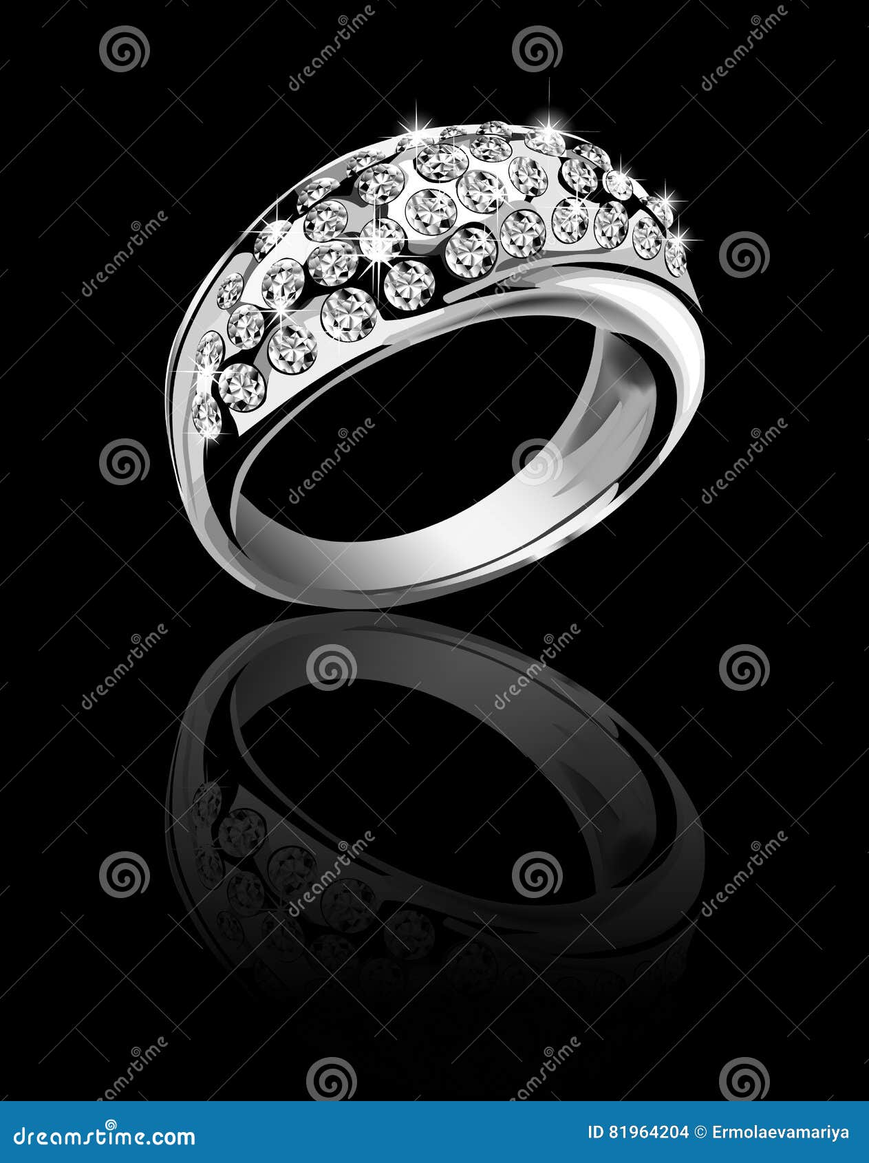 Silver Ring with Some Diamonds. Vector Stock Vector - Illustration of ...