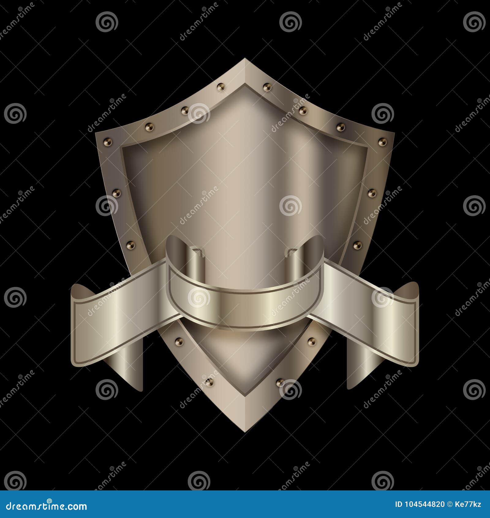 Silver Riveted Shield With Swords And Ribbon. Stock Image ...