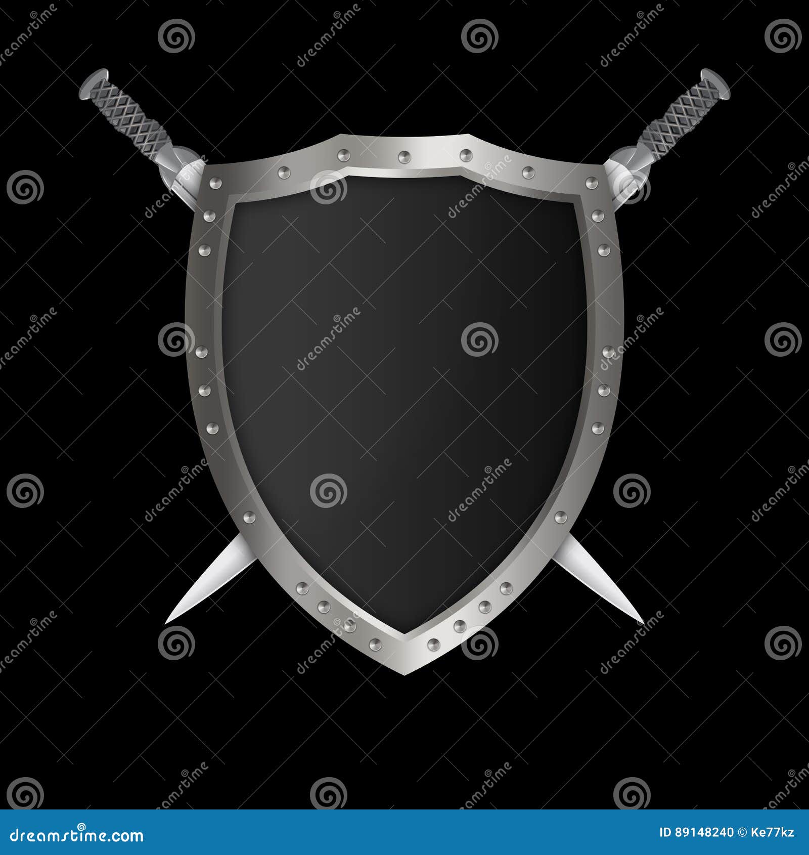 Silver Riveted Shield with Two Swords. Stock Illustration ...