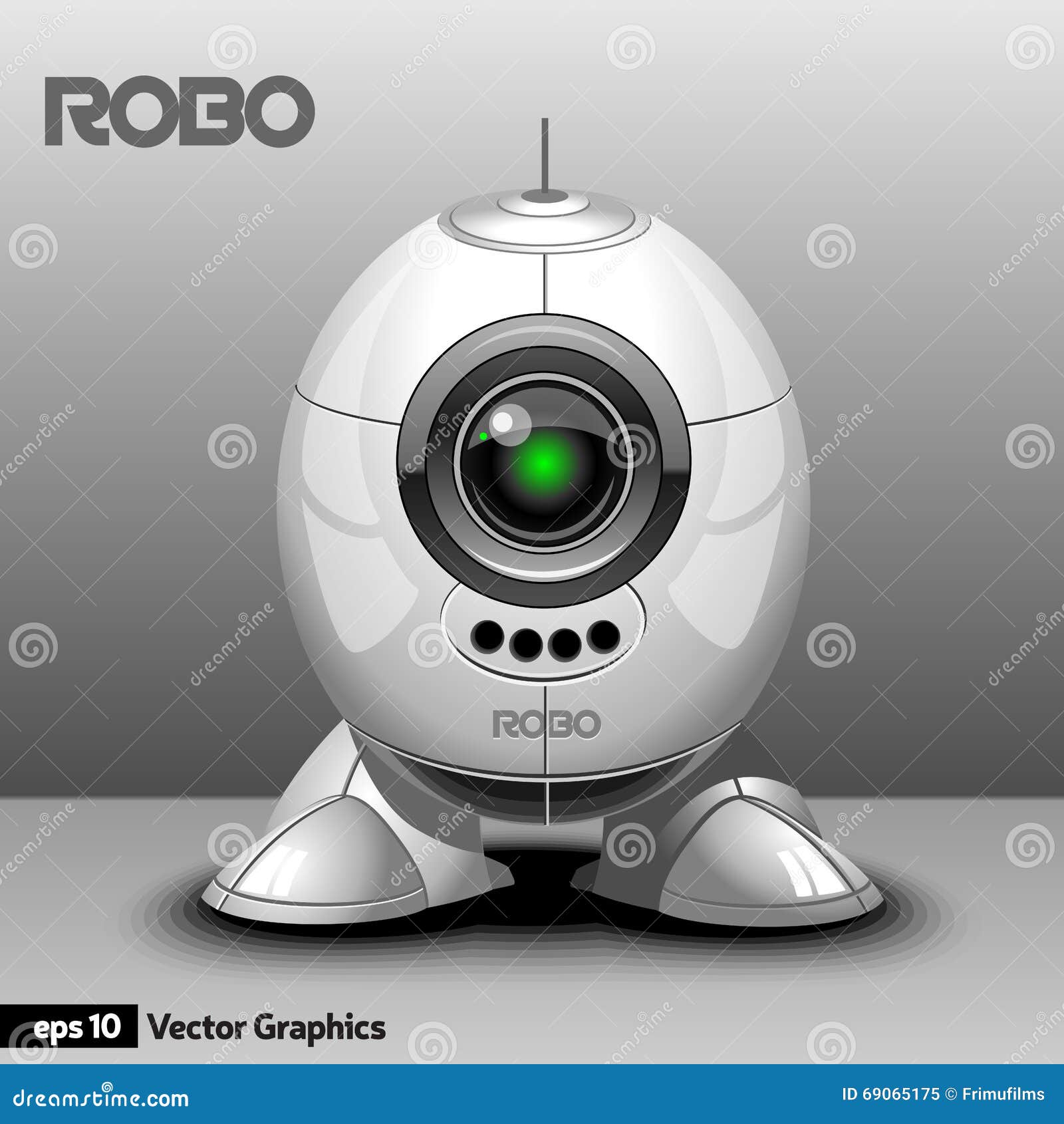 Silver Robot with Eye Camera and Legs Stock Illustration - Illustration ...