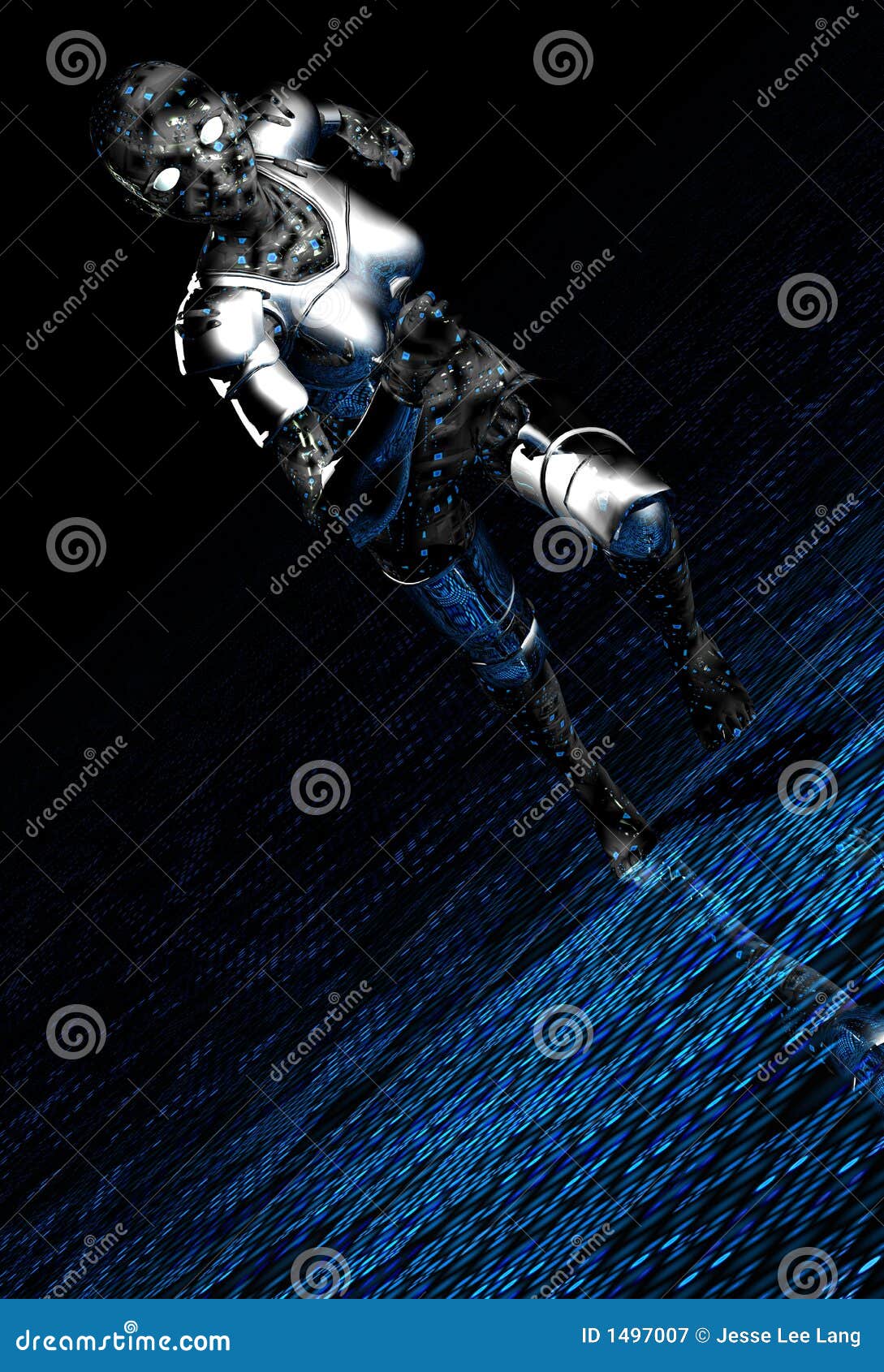Silver robot girl stock illustration. Illustration of platinum - 1497007