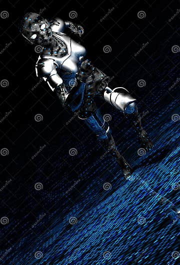 Silver robot girl stock illustration. Illustration of platinum - 1497007