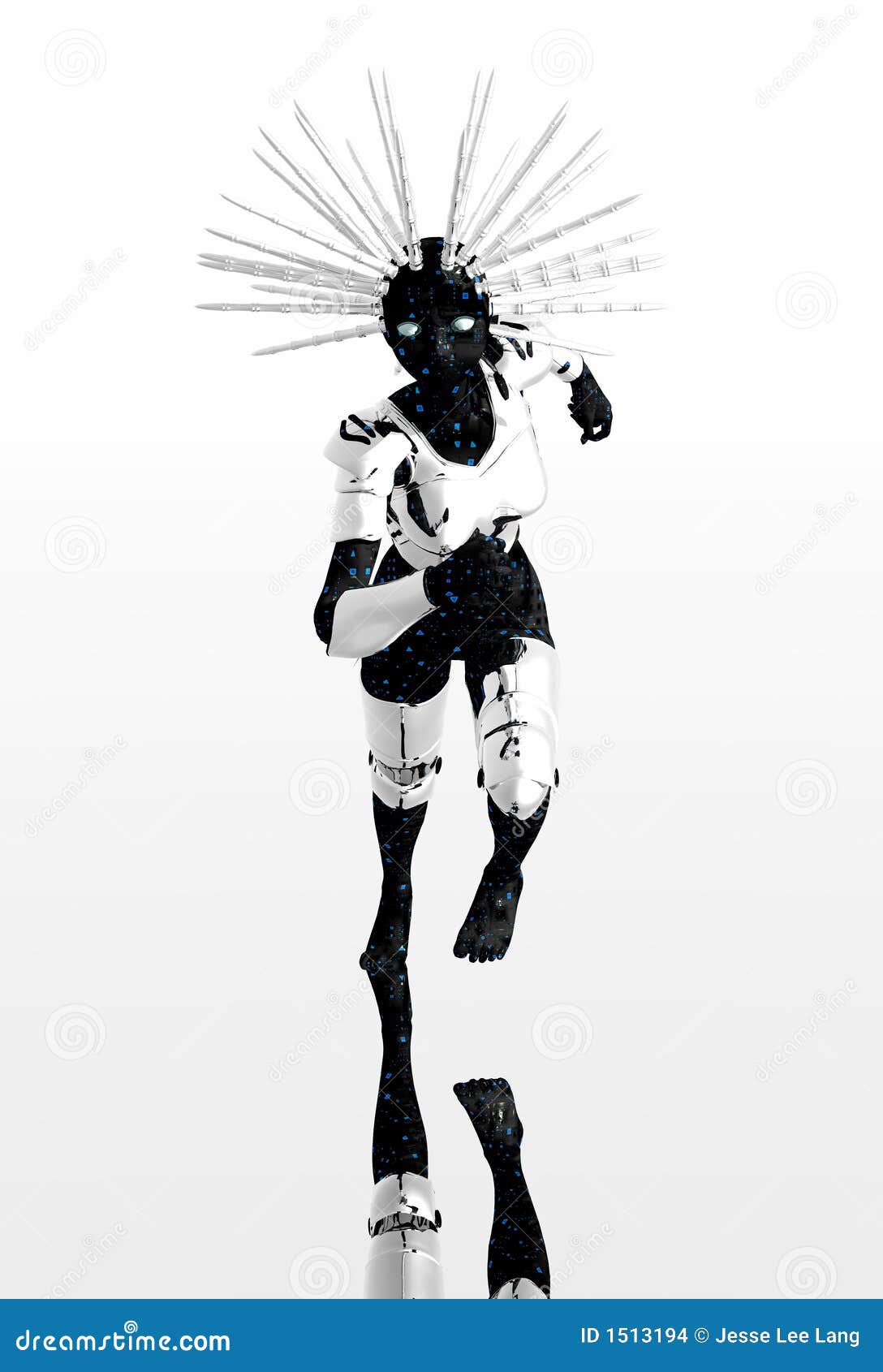 Silver robot girl stock illustration. Illustration of tech - 1513194