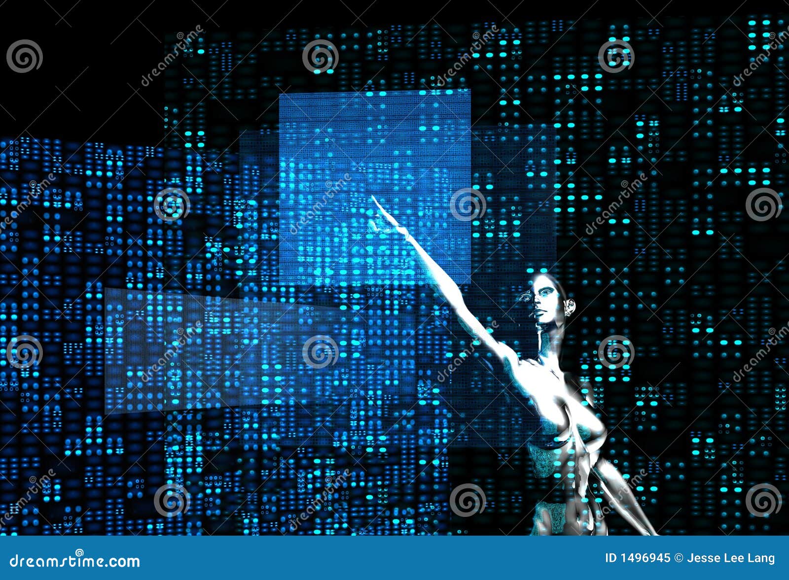 Silver Robot Girl Computing Stock Illustration - Illustration of shiny ...