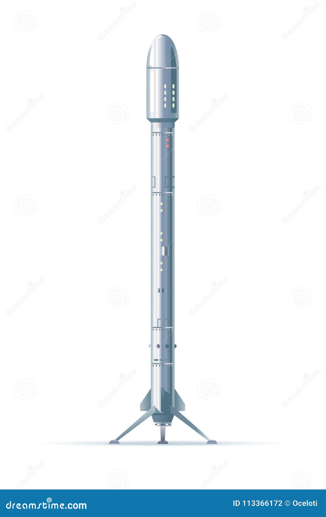 Silver Rocket Space Ship Standing on Ground Stock Vector - Illustration ...