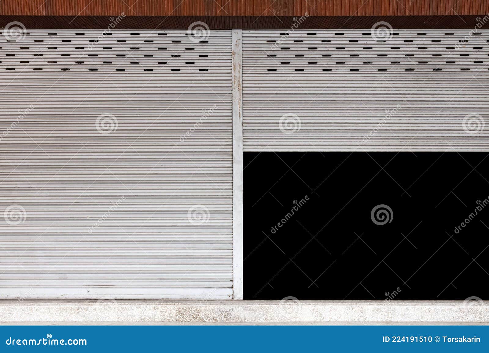 Silver Roller Shutter Door of the Store is Closed and Opened Stock ...