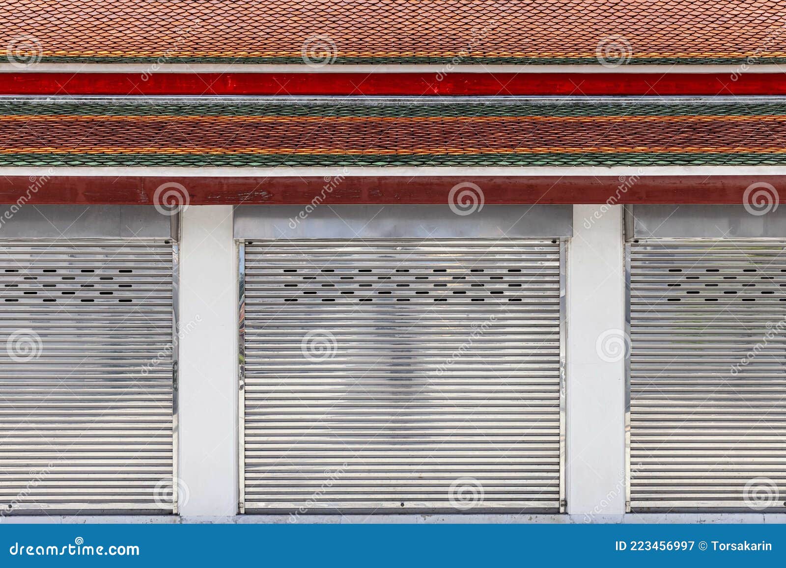 Silver Roller Shutter Door of the Store is Closed Stock Image - Image ...