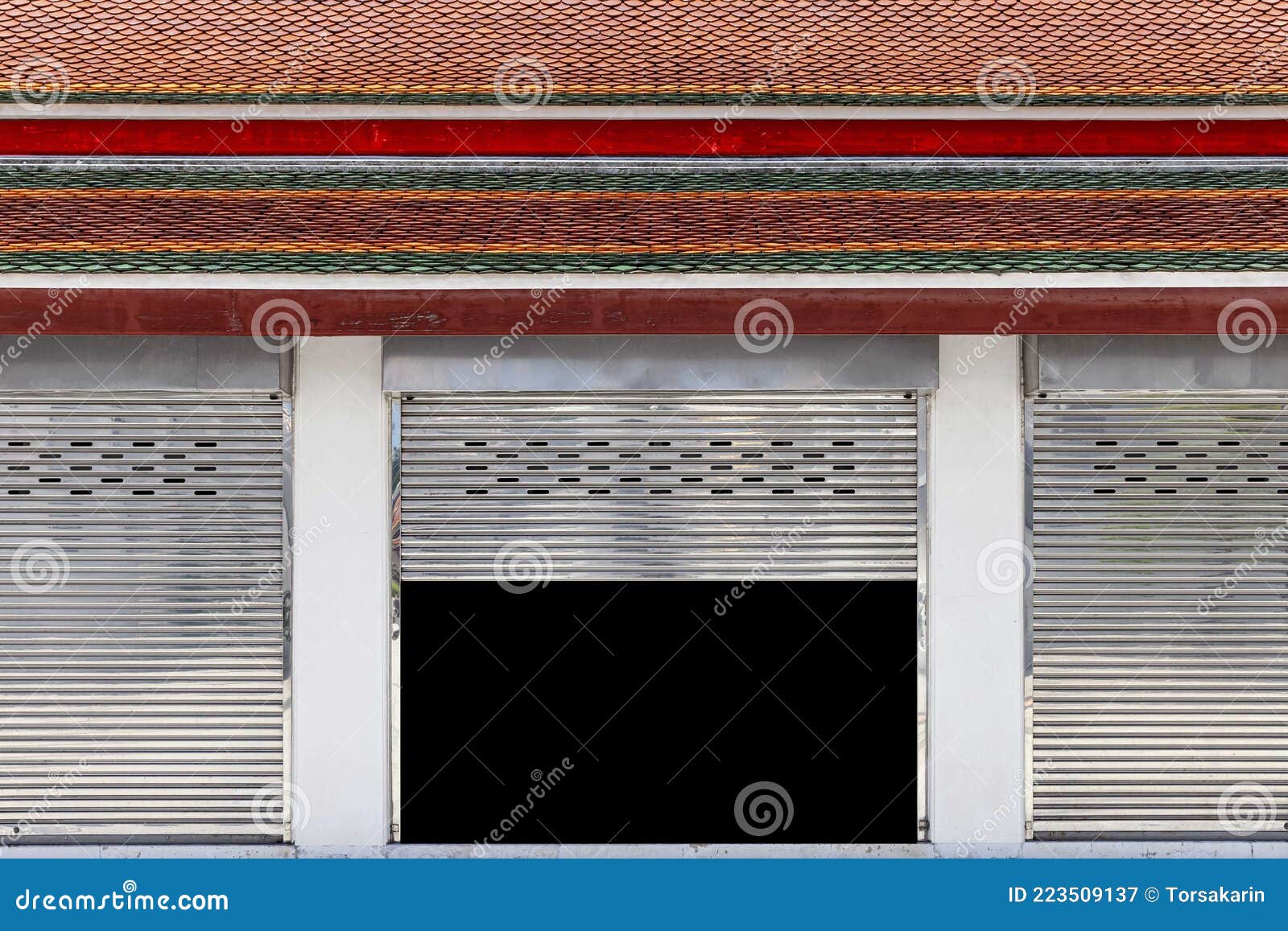 Silver Roller Shutter Door of the Store is Opened Stock Image - Image ...