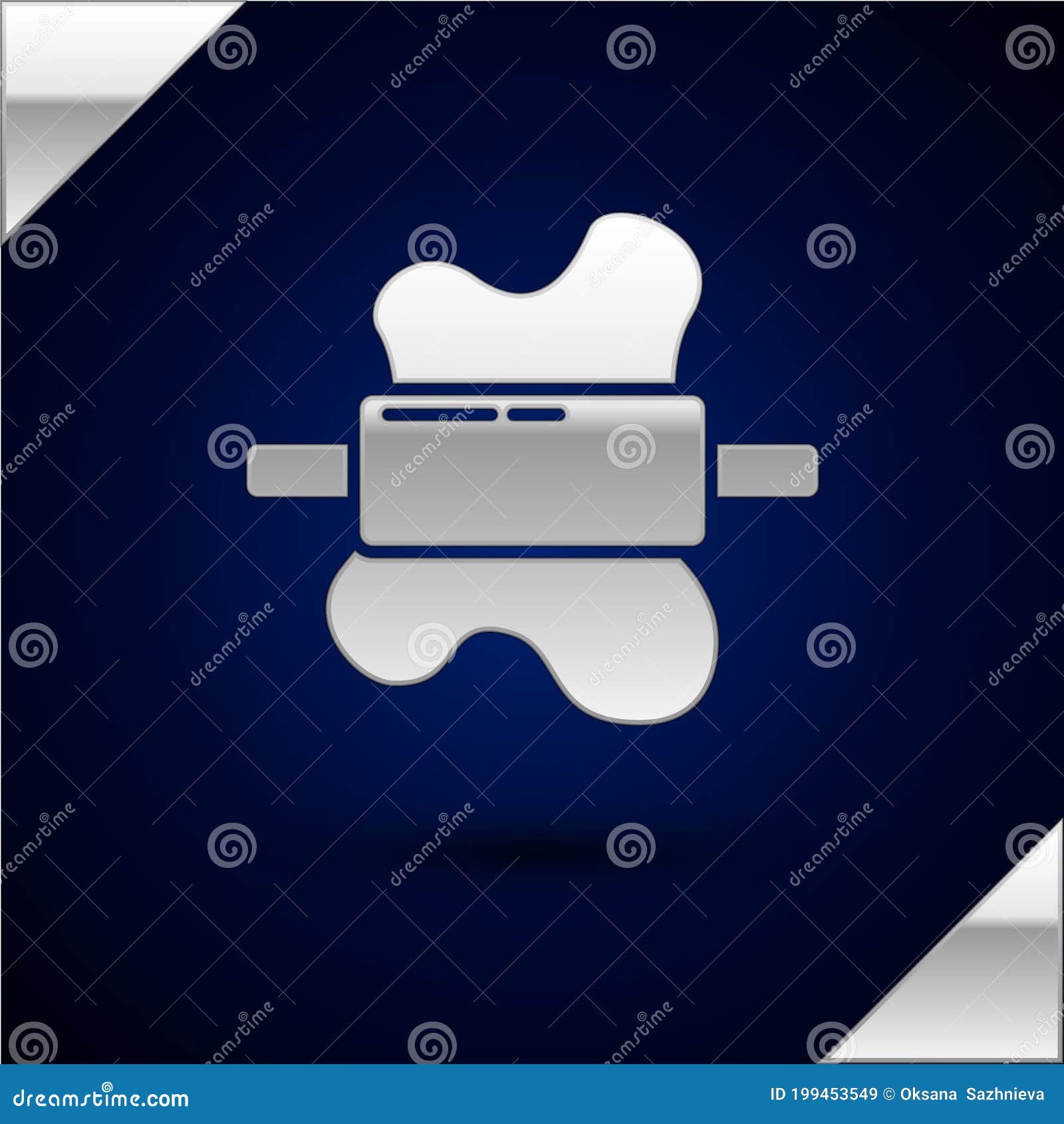 Silver Rolling Pin on Dough Icon Isolated on Dark Blue Background ...
