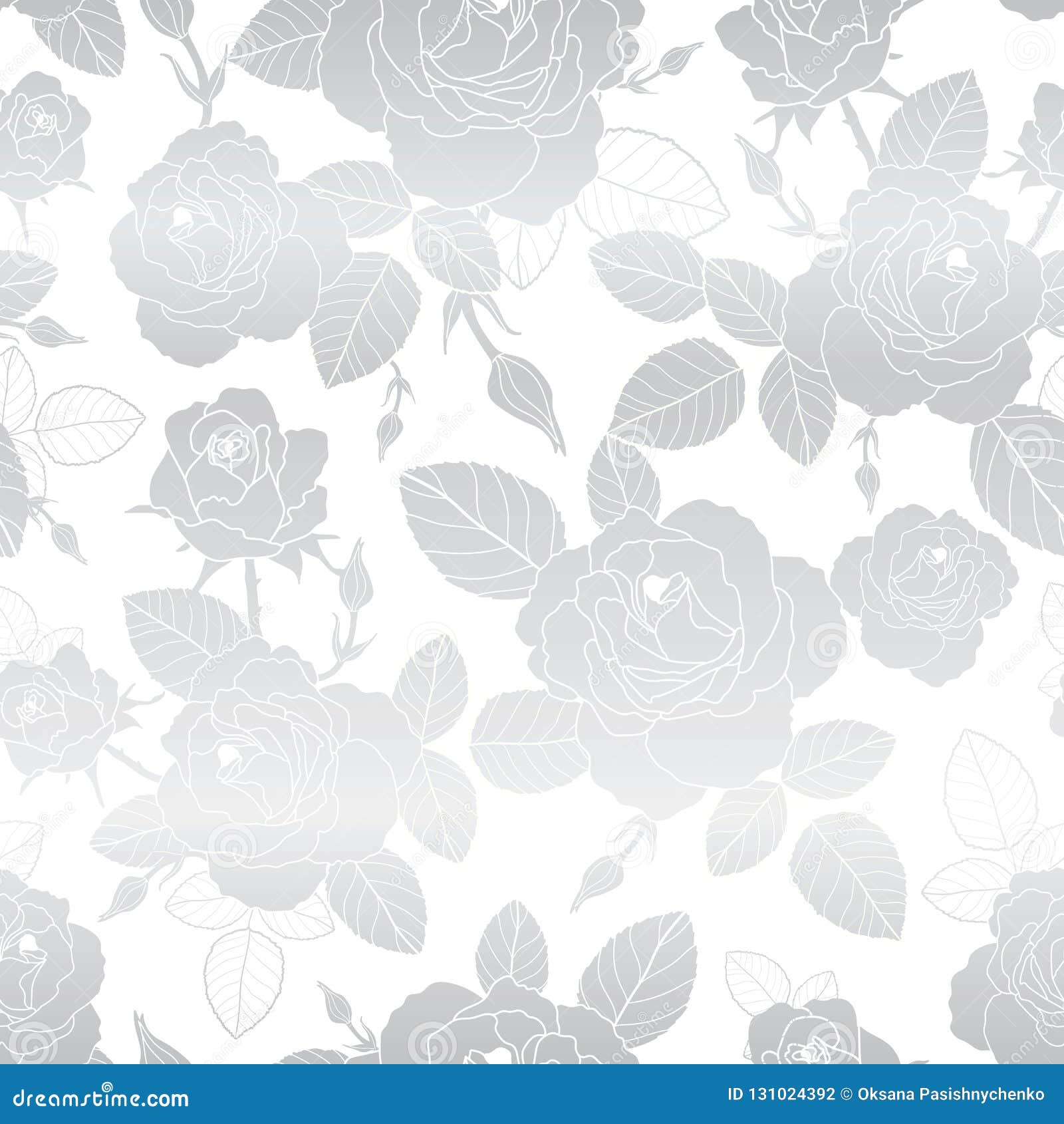 Silver Roses Vector Repeat Seamless Pattern. Stock Vector ...