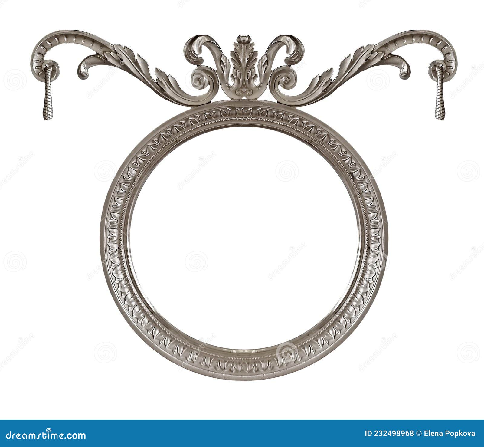 Silver Round Frame for Paintings, Mirrors or Photo Isolated on White ...