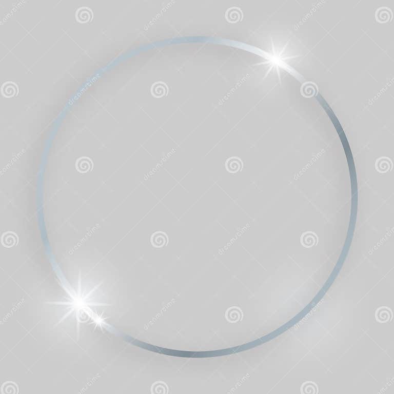 Silver Round Shiny Frame with Glowing Effects Stock Vector ...