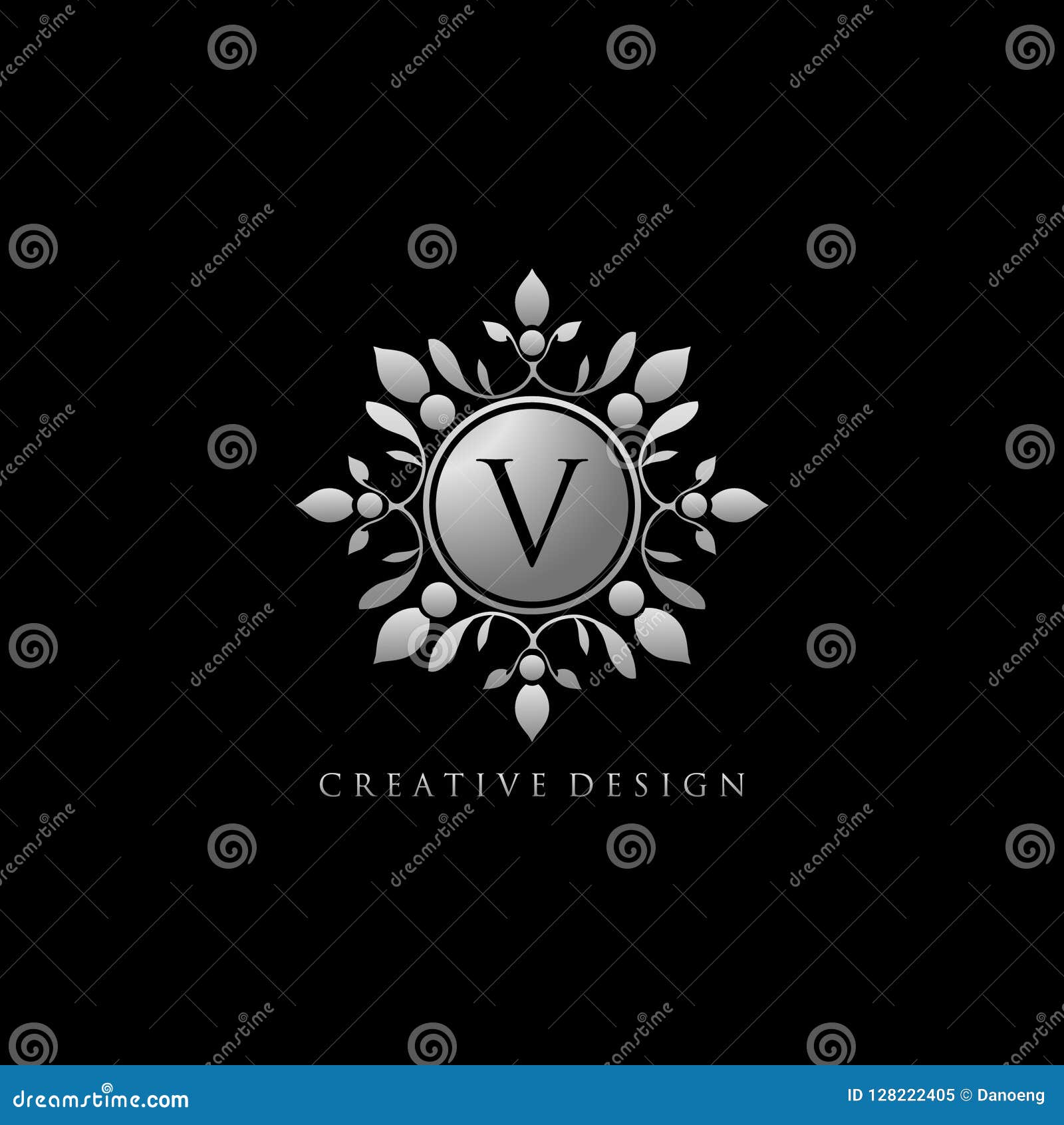 Silver Royal Crests V Letter Logo Stock Illustration - Illustration of ...