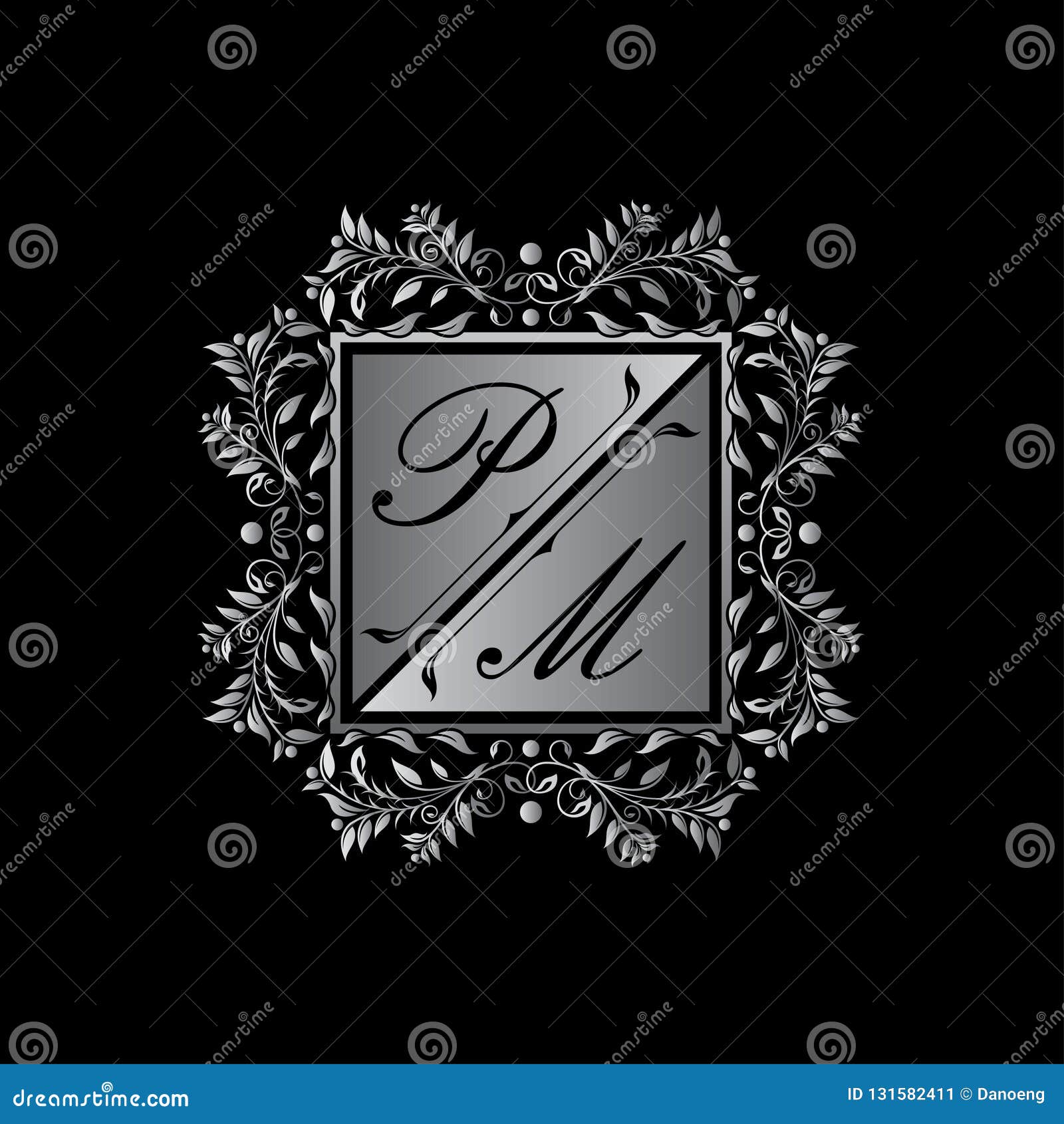 Silver Royal Wedding PM Letter Logo Stock Illustration - Illustration ...