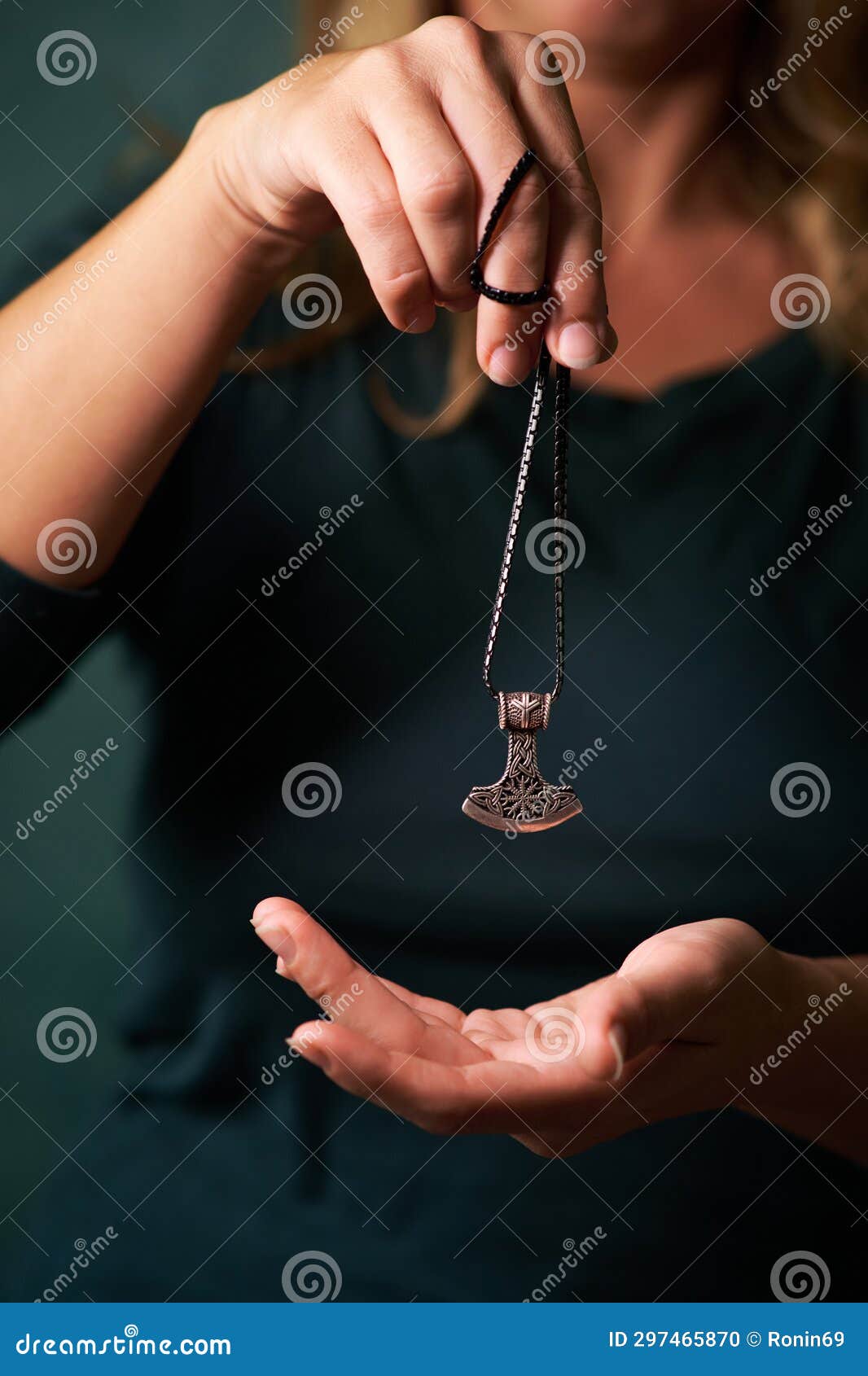 Silver Runic Talisman Hammer of Thor in Hand Stock Photo - Image of ...
