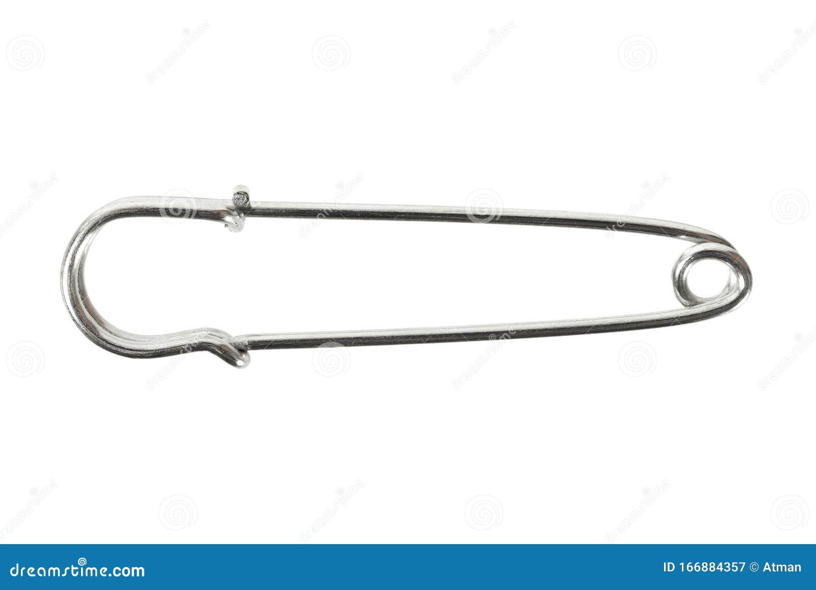 Silver safety pin stock image. Image of isolated, fastening - 166884357