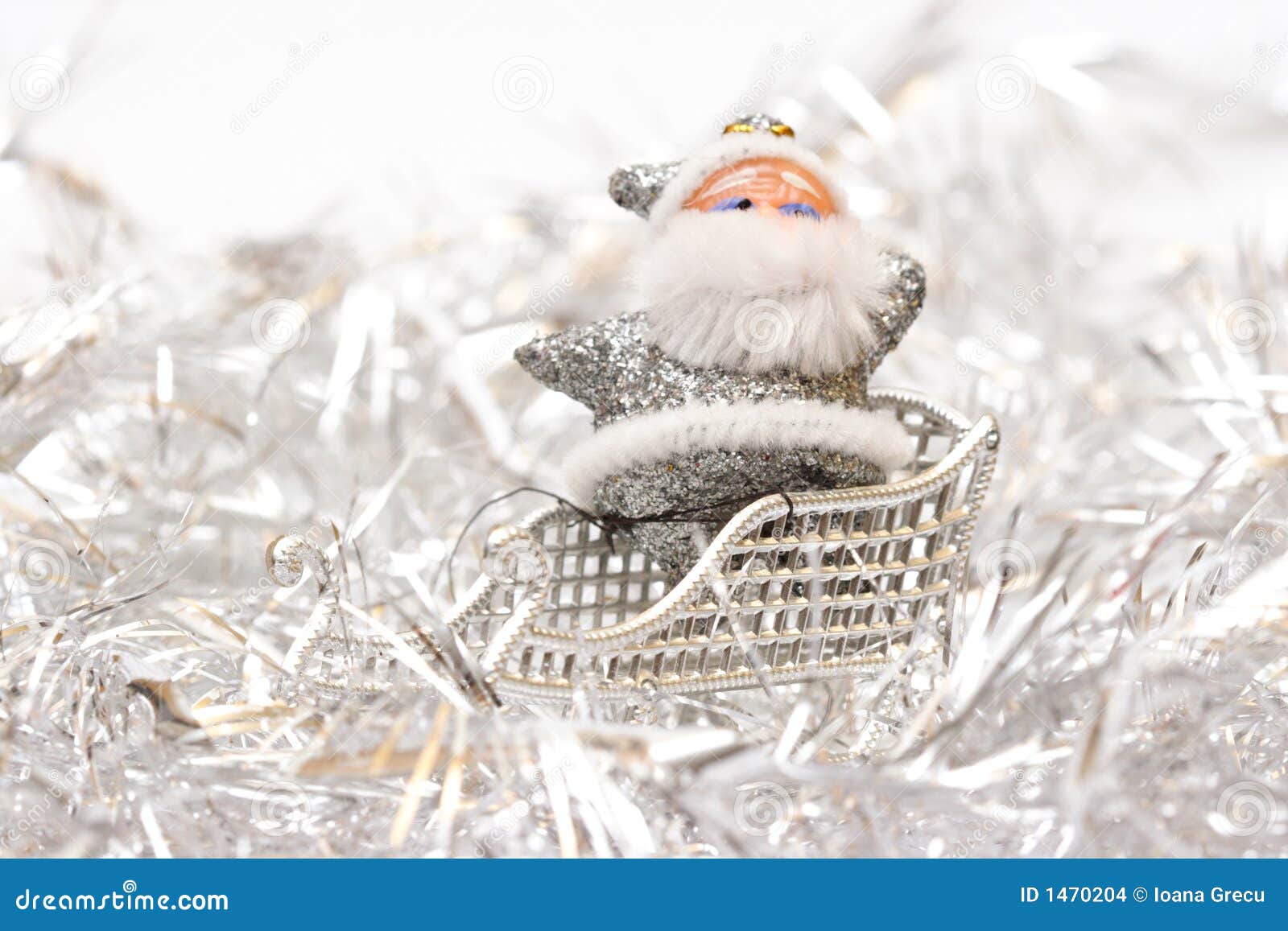 Silver santa in a sledge stock photo. Image of ornament - 1470204