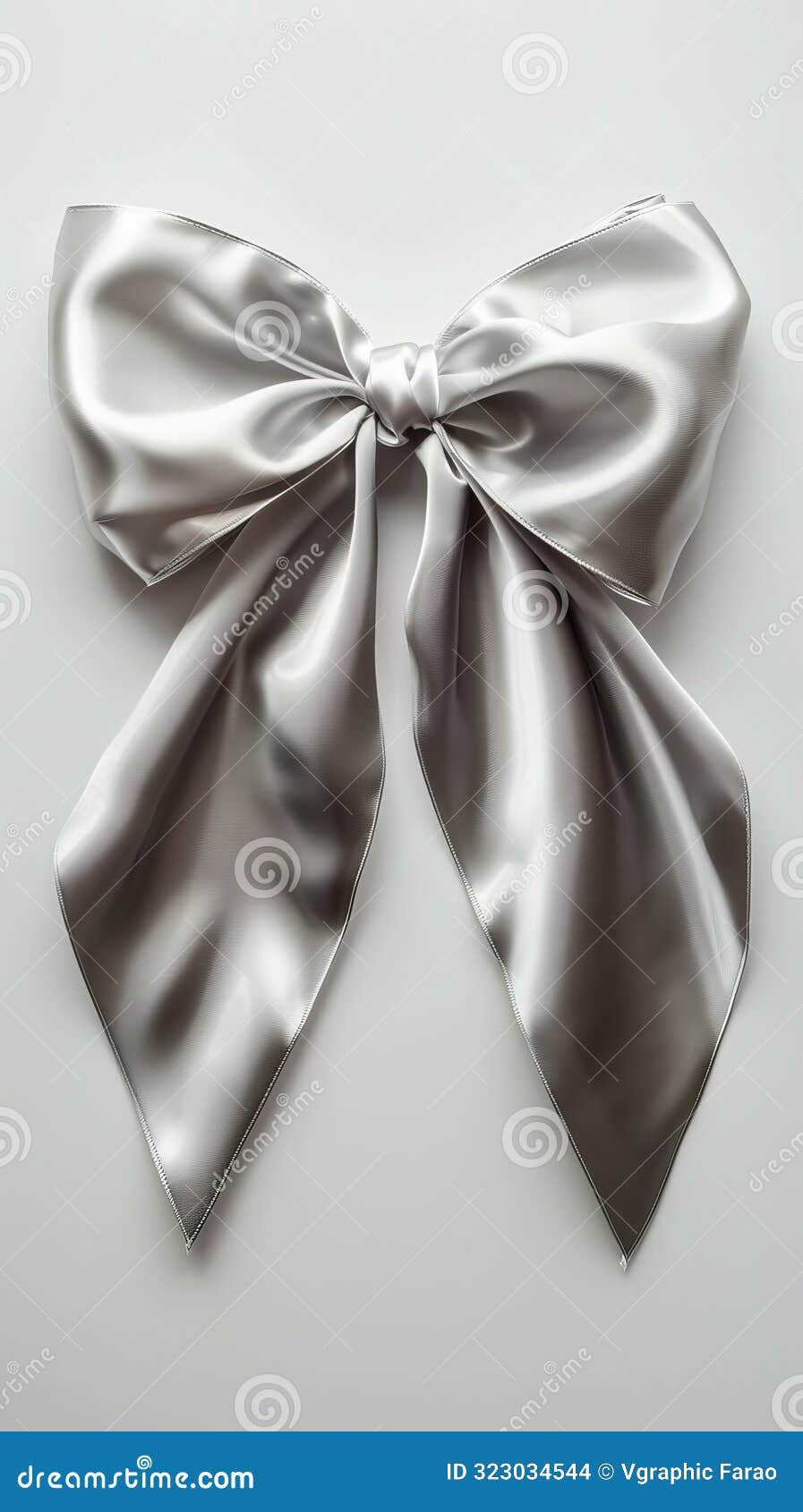 Silver Satin Ribbon Bow Isolated on White Background Stock Photo ...