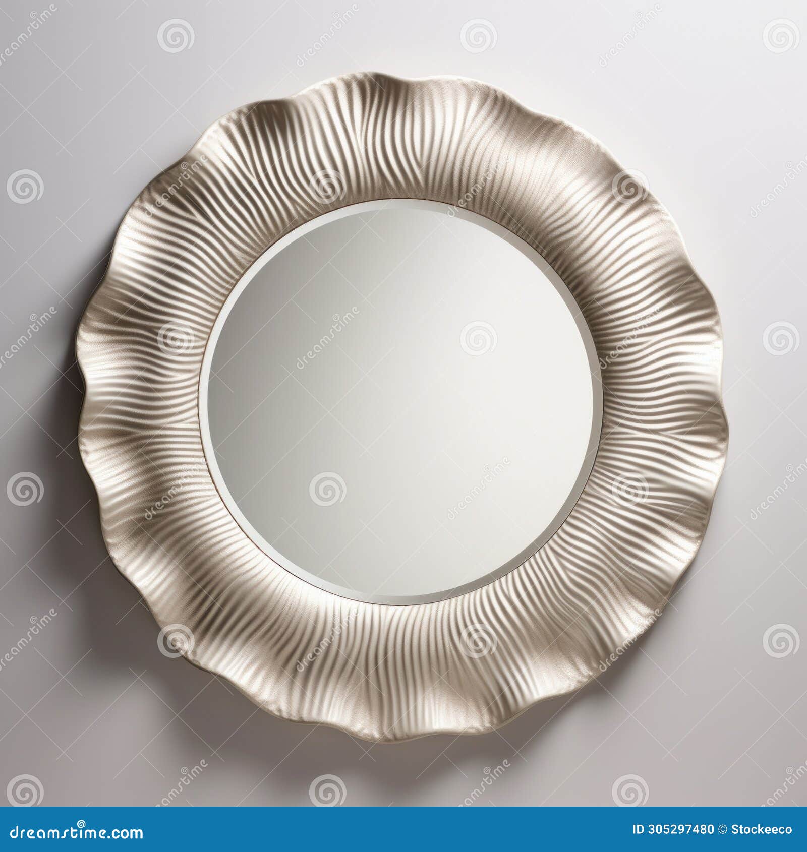 Silver Scalloped Wall Mirror with Shiny Bumpy Texture Stock ...