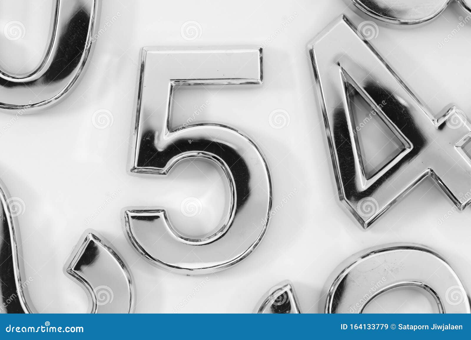 Silver Scattered Numbers on the Table for Mathematics Stock Image ...