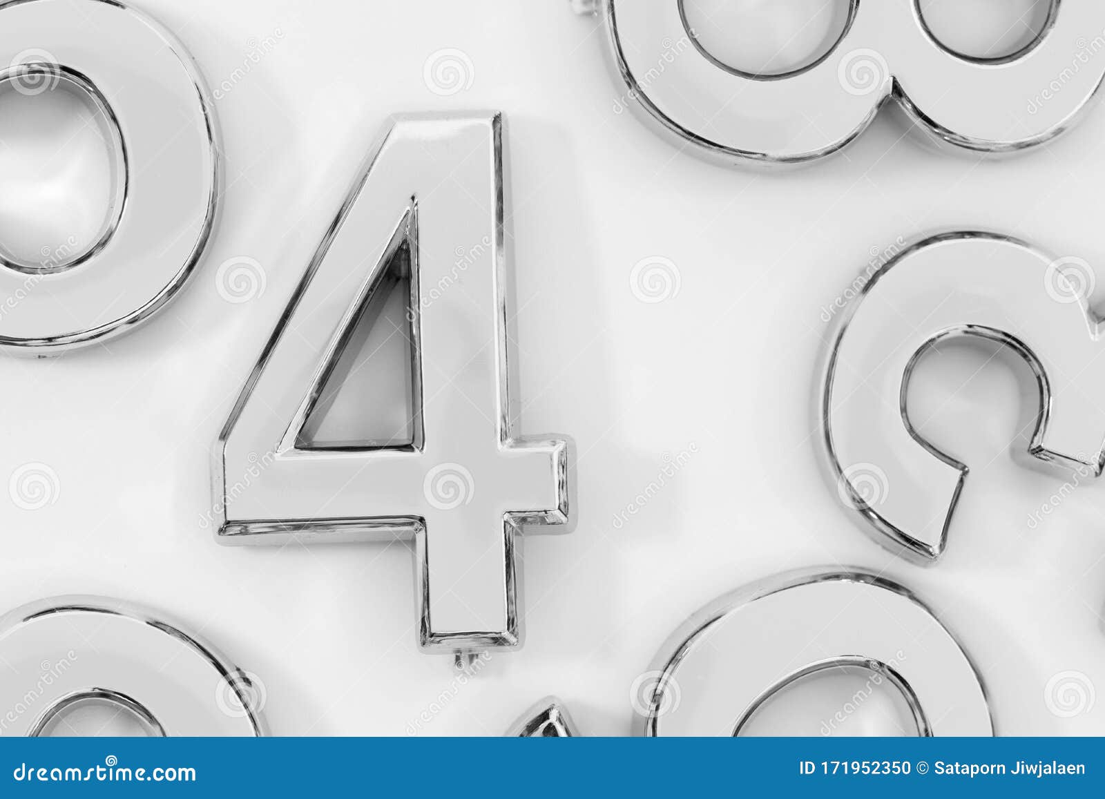 Silver Scattered Numbers on the Table for Mathematics Stock Photo ...