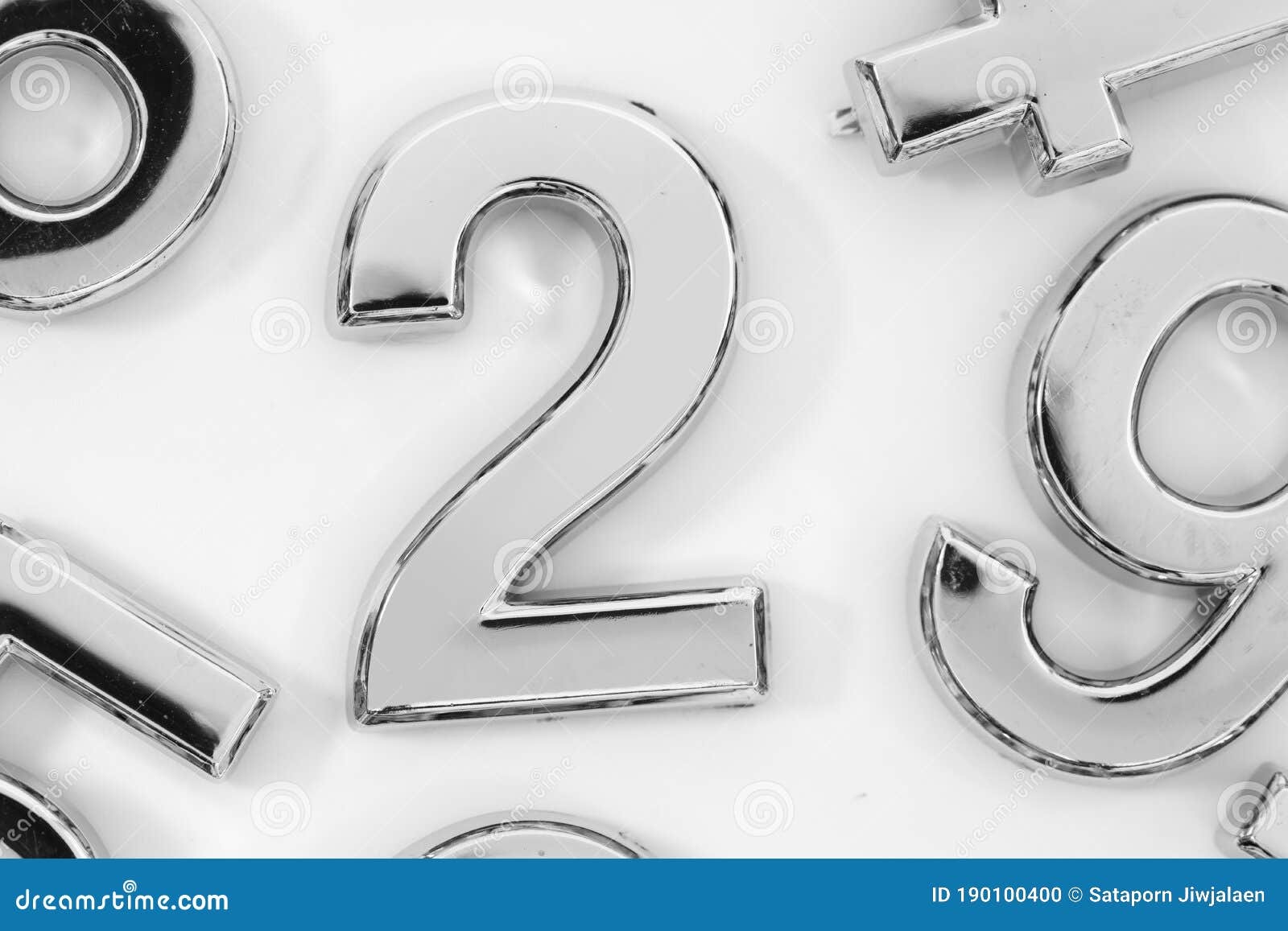 Silver Scattered Numbers on the Table for Mathematics Stock Photo ...