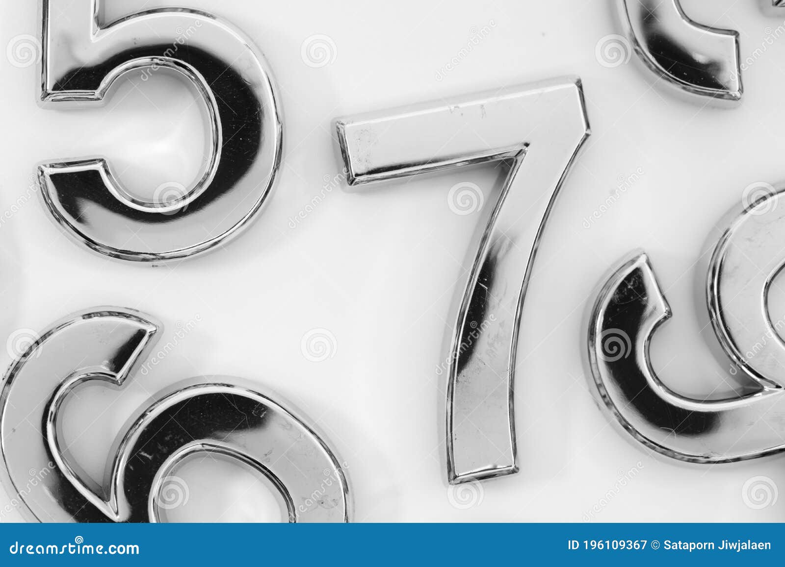 Silver Scattered Numbers on the Table for Mathematics Stock Image ...