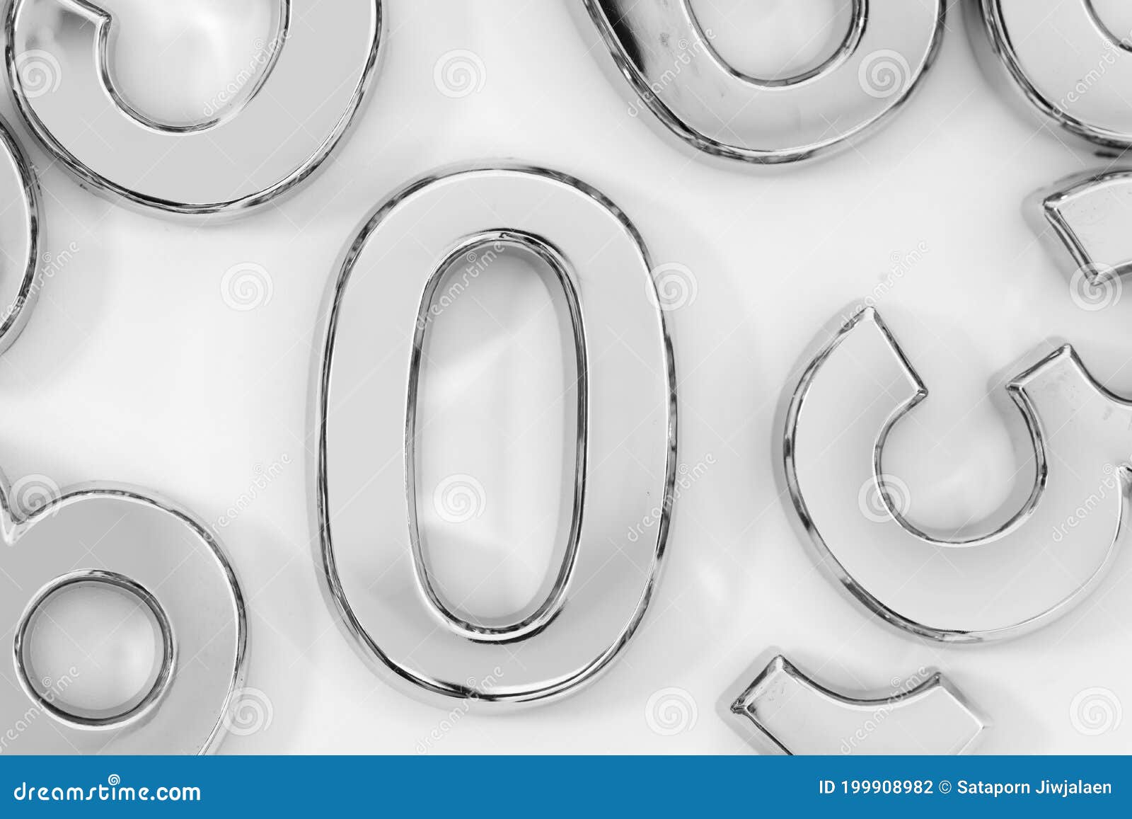 Silver Scattered Numbers on the Table for Mathematics Stock Photo ...