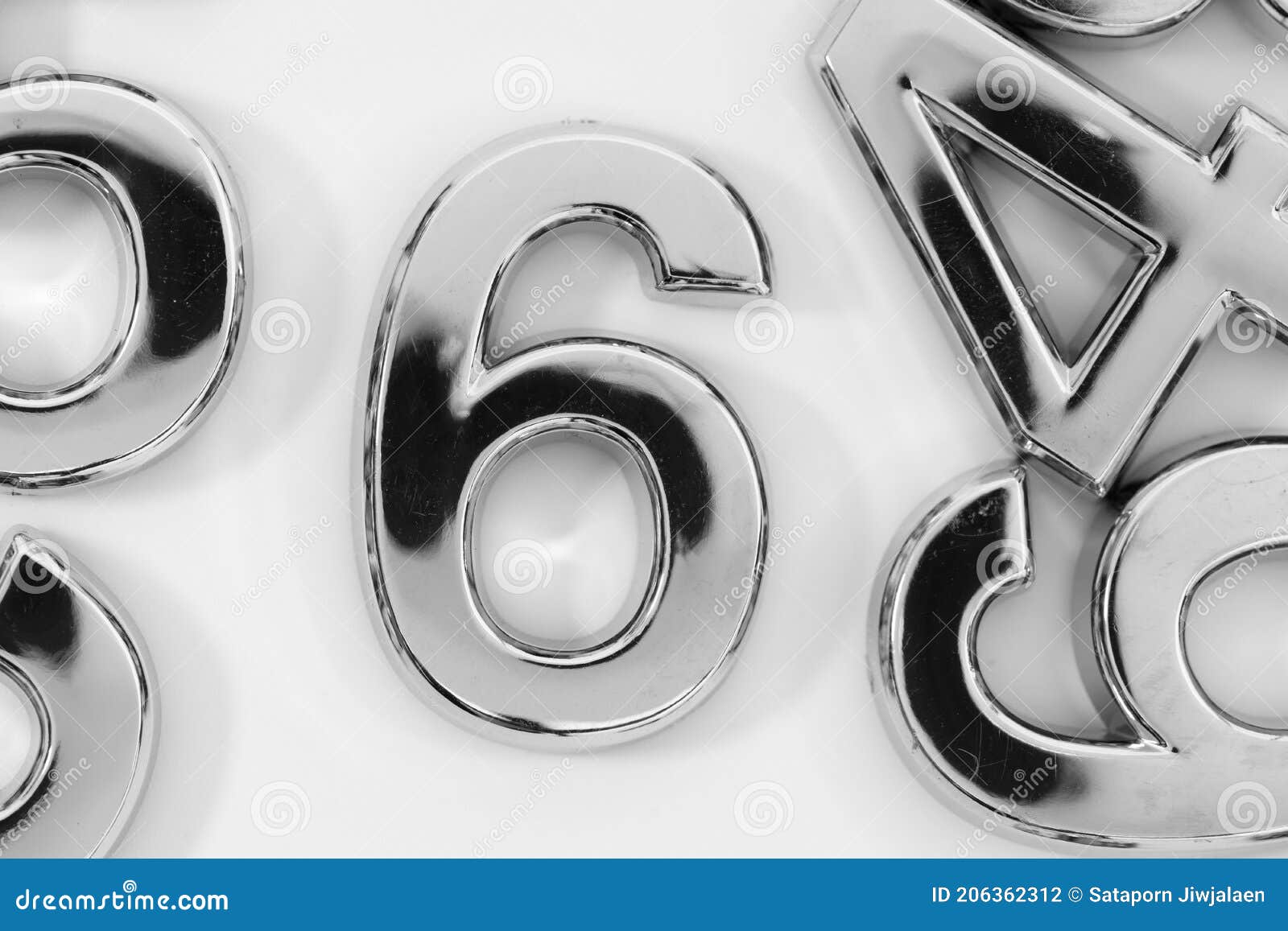 Silver Scattered Numbers on the Table for Mathematics Stock Photo ...