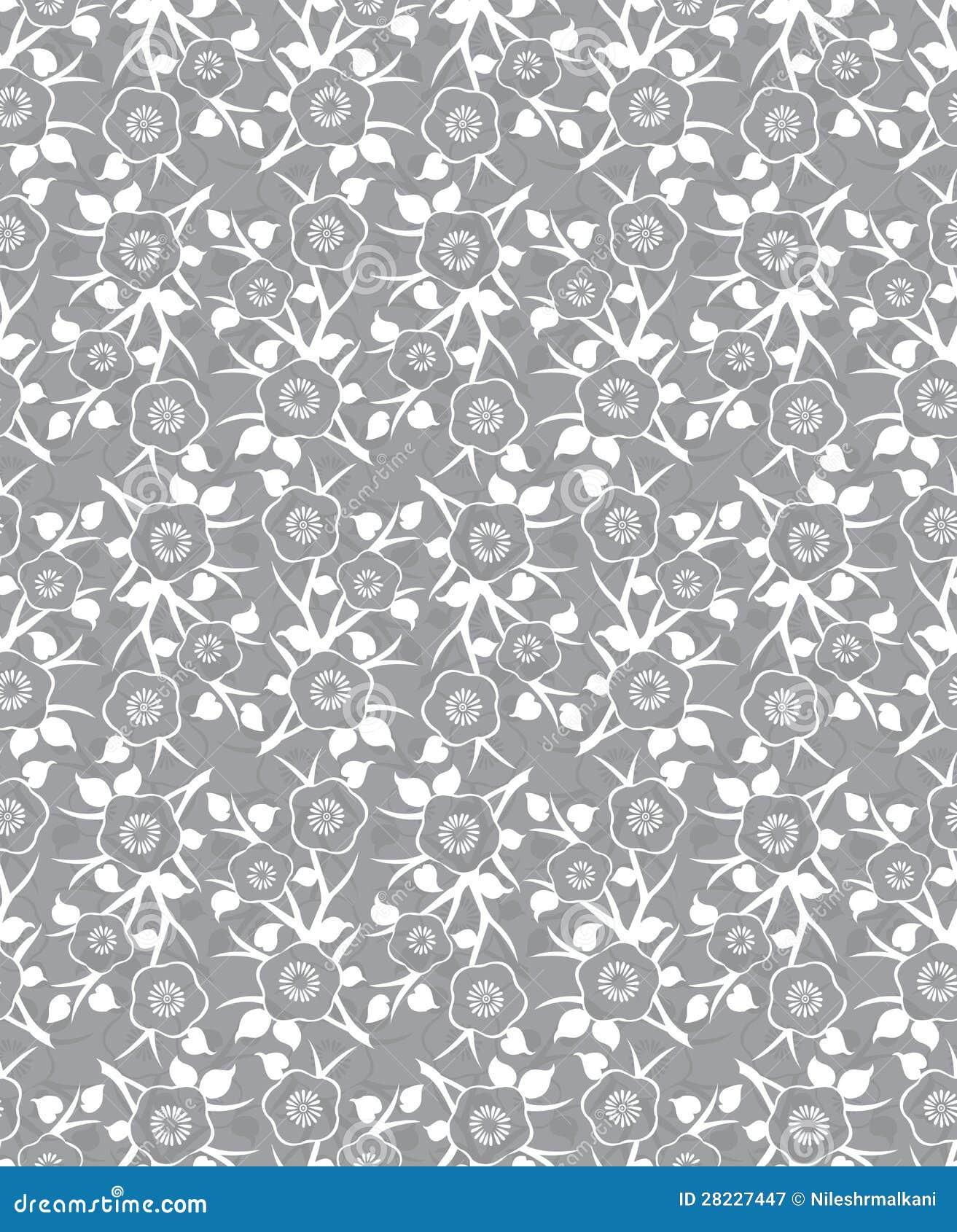 Silver Seamless Abstract Flower Background Stock Vector - Illustration ...