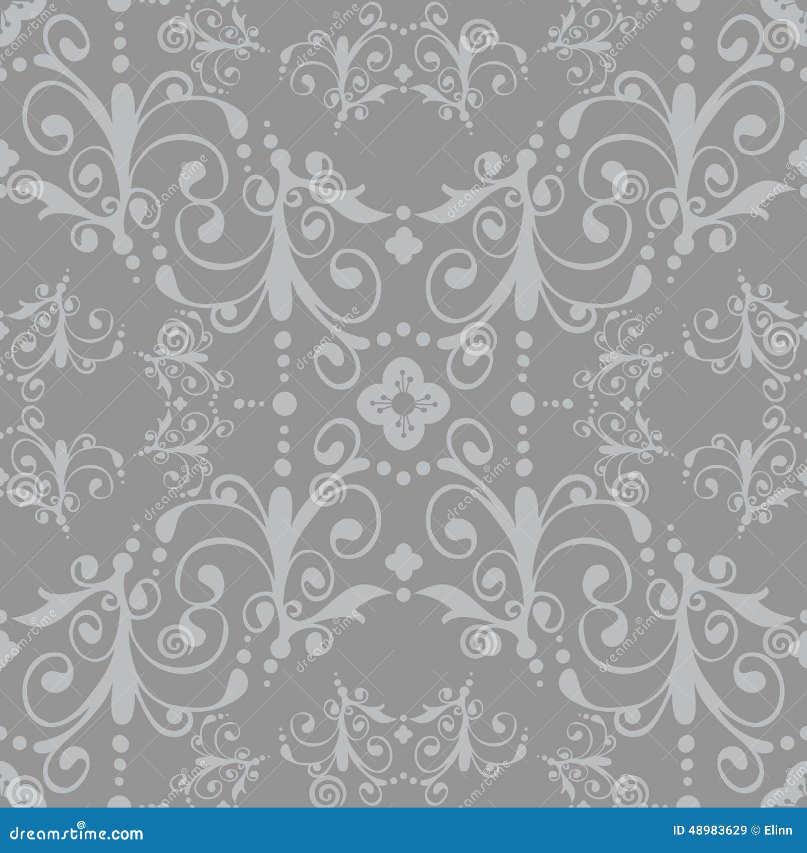 Silver Seamless Floral Pattern Stock Vector - Illustration of artwork ...