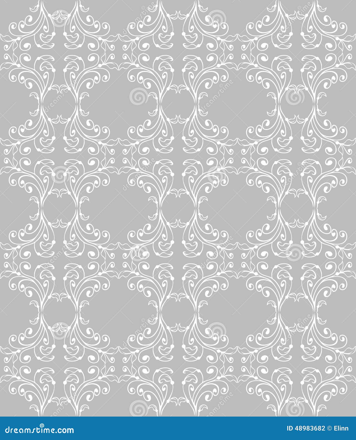 Silver Seamless Floral Pattern Stock Vector - Illustration of baroque ...