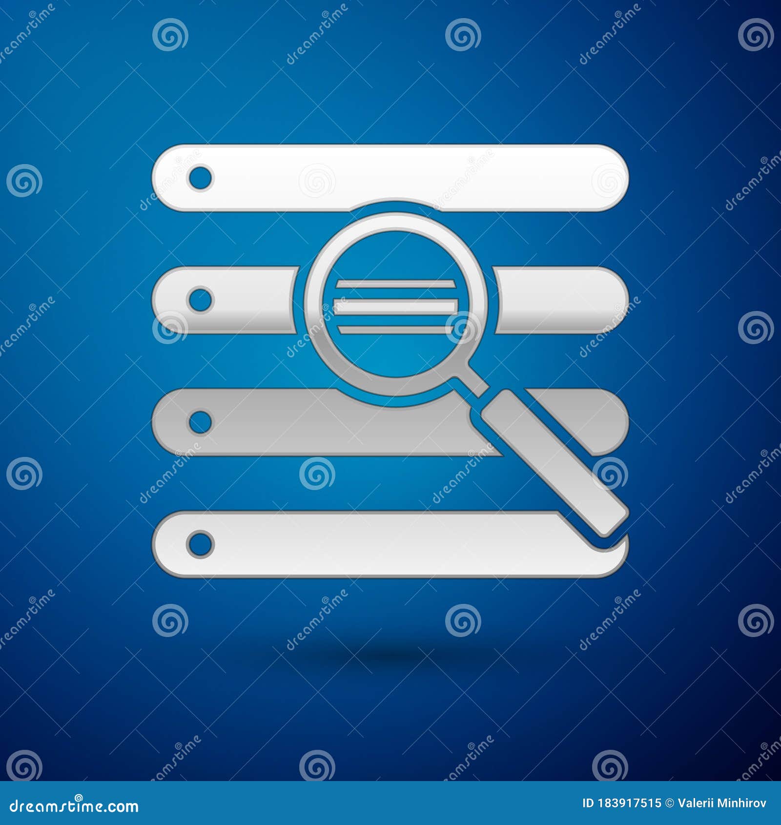 Silver Search in a Browser Window Icon Isolated on Blue Background ...