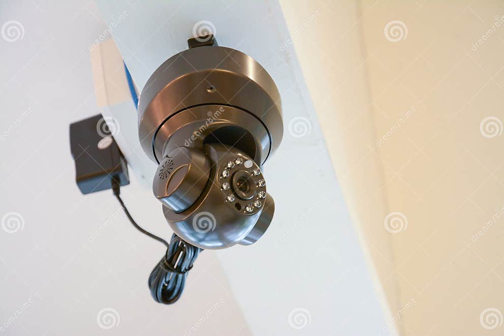 Silver Security Camera or CCTV Stock Image - Image of electrical ...