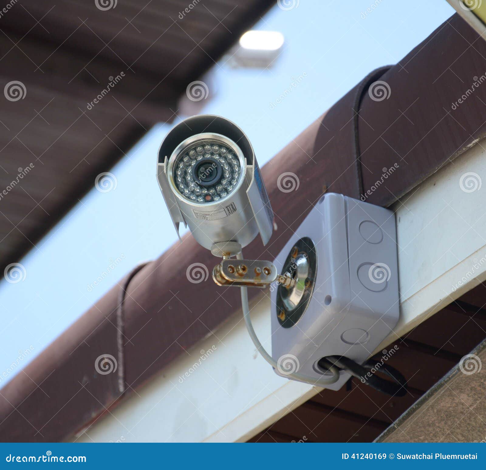 Silver Security Camera or CCTV Stock Image - Image of outdoors, optical ...