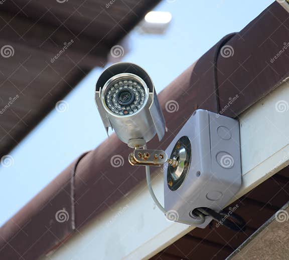 Silver Security Camera or CCTV Stock Image - Image of equipment ...