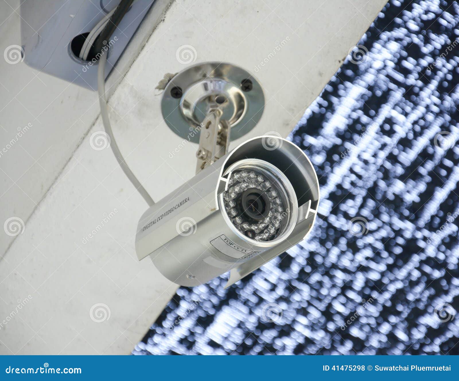 Silver Security Camera or CCTV Stock Photo - Image of roof, home: 41475298