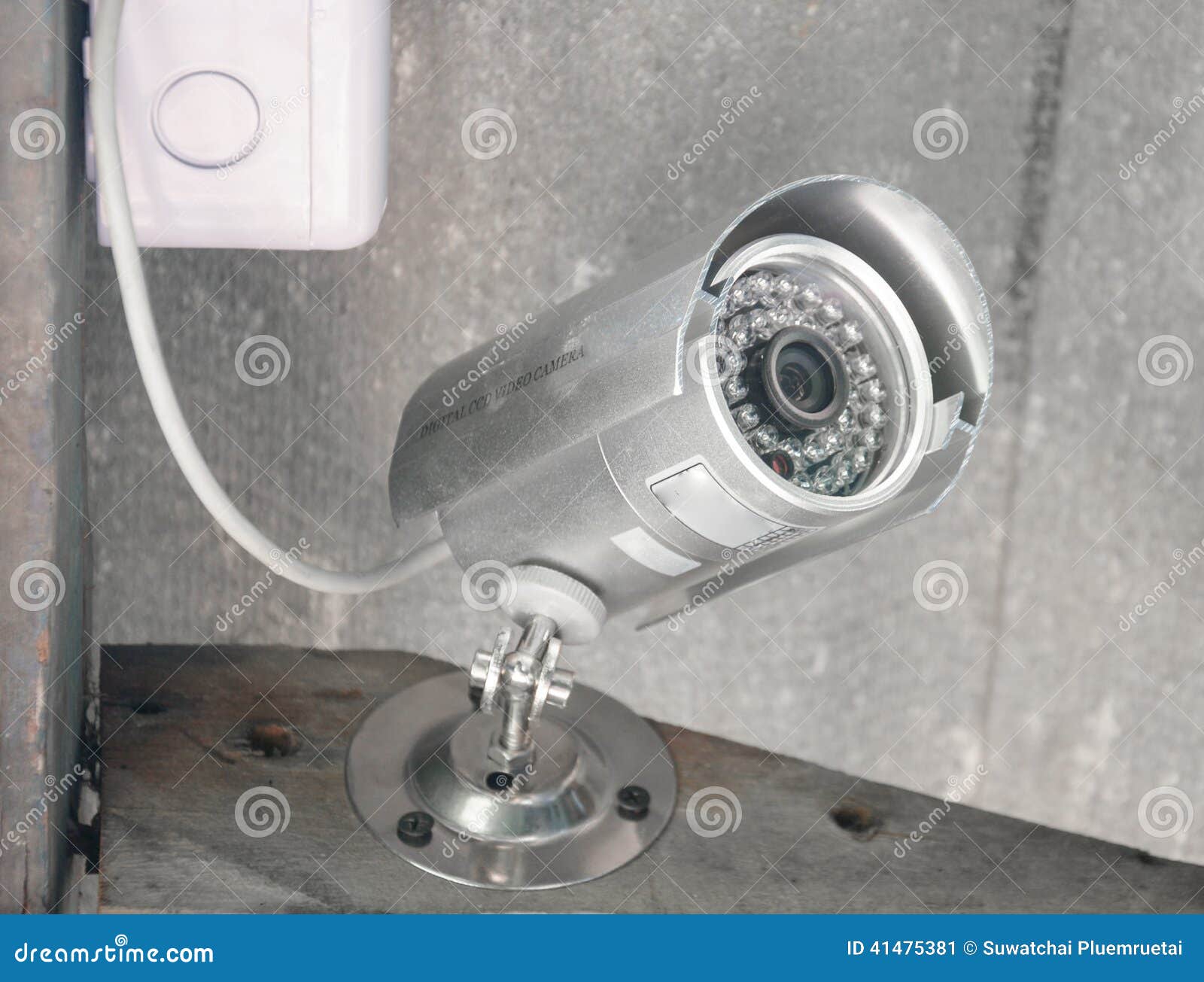 Silver Security Camera or CCTV Stock Image - Image of outdoors, record ...
