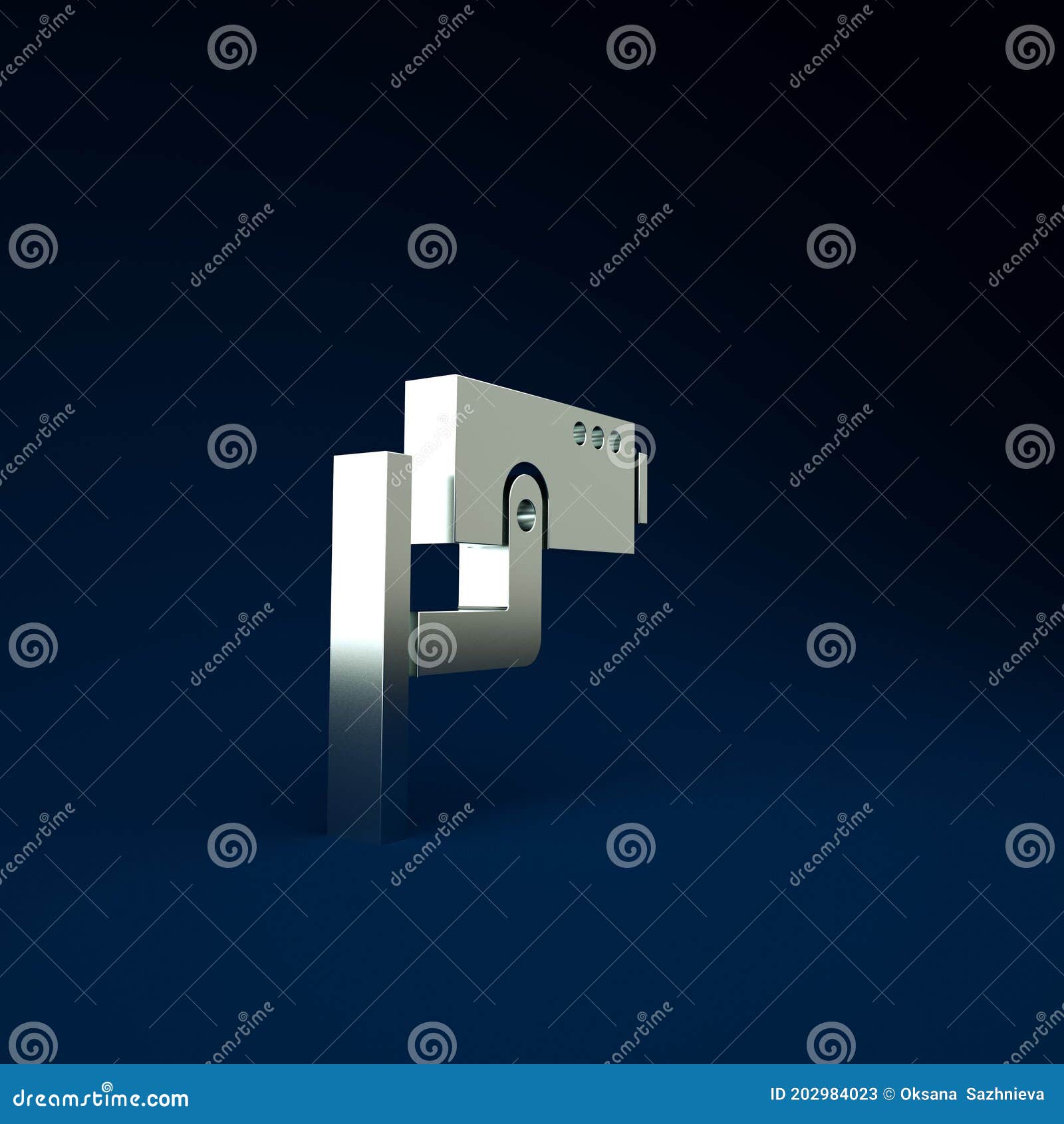 Silver Security Camera Icon Isolated on Blue Background. Minimalism ...