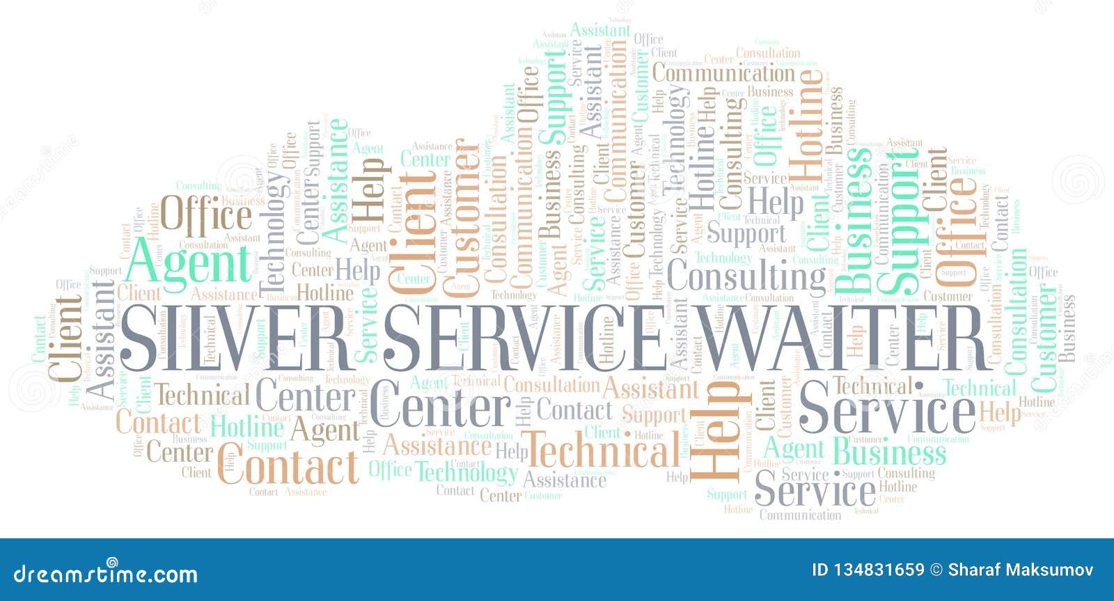 Silver Service Waiter Word Cloud Stock Illustration - Illustration of ...