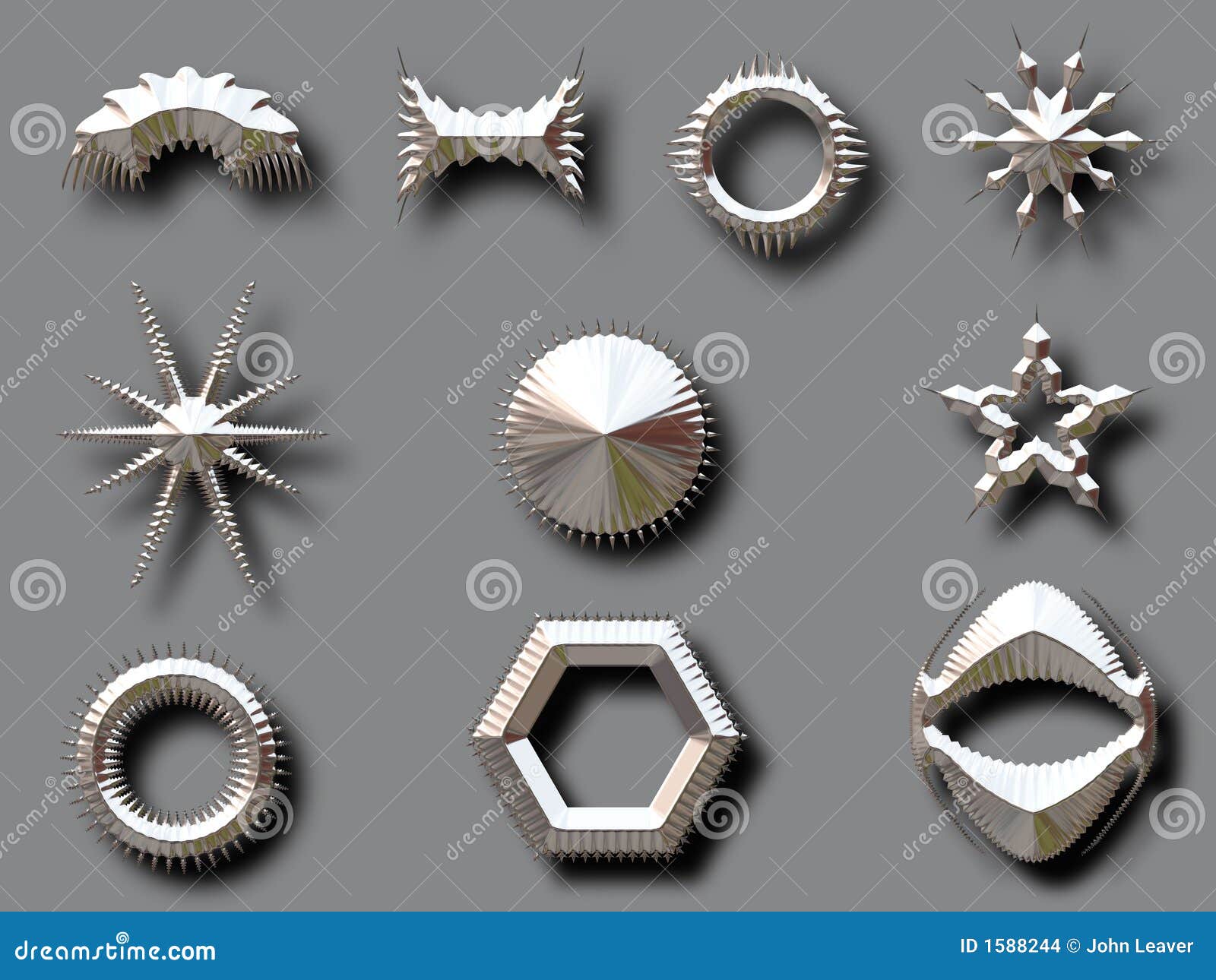 Silver shapes with shadows stock illustration. Illustration of circles ...