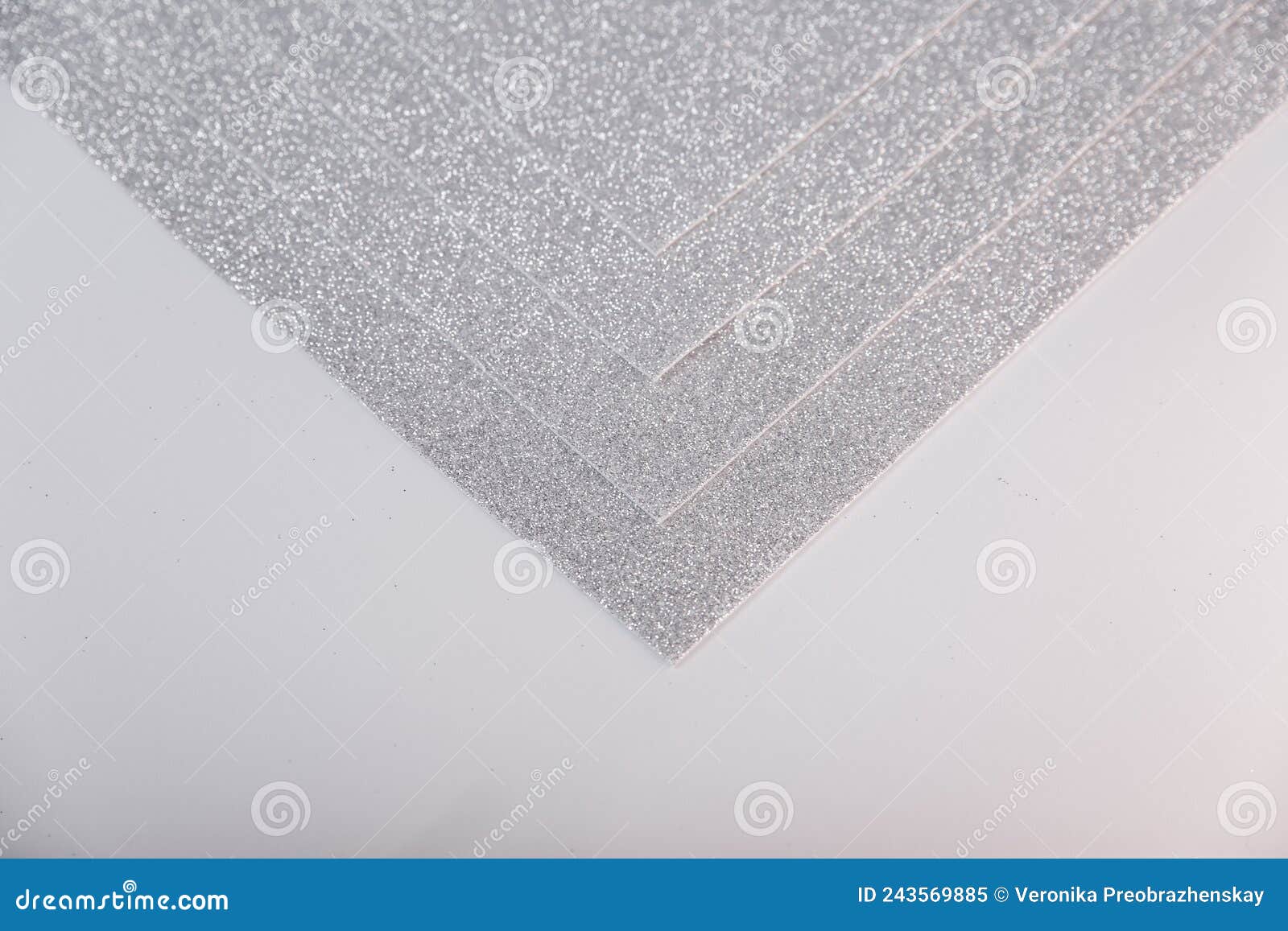 Silver Sheets of Cardboard with Sparkles on a White Background Stock ...