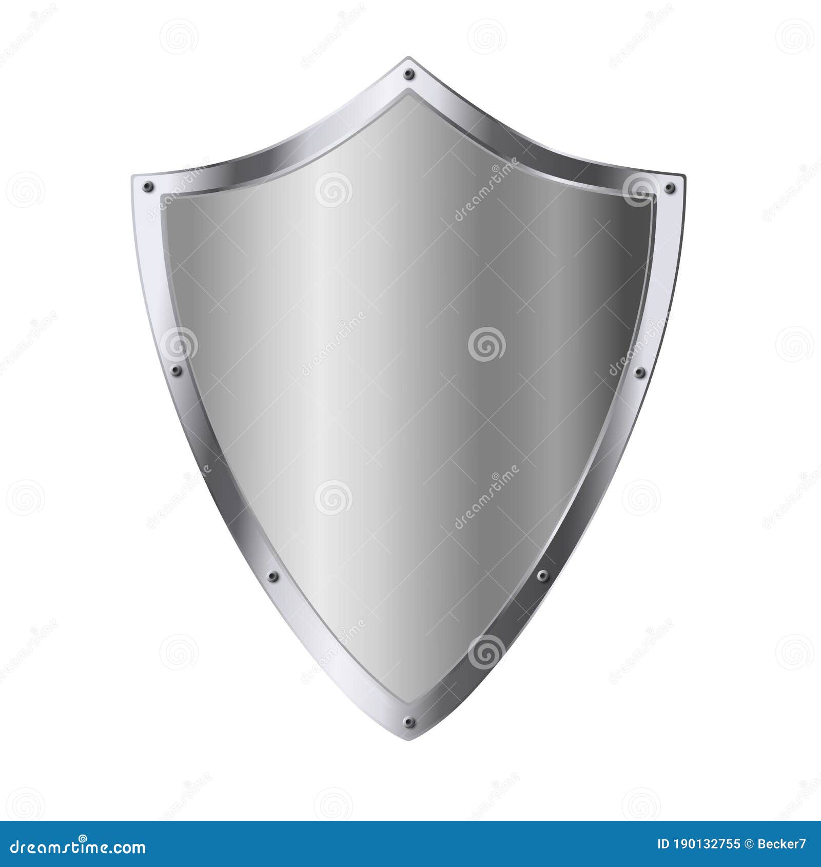Silver Shield As Symbol of Security Assurance Isolated on White ...
