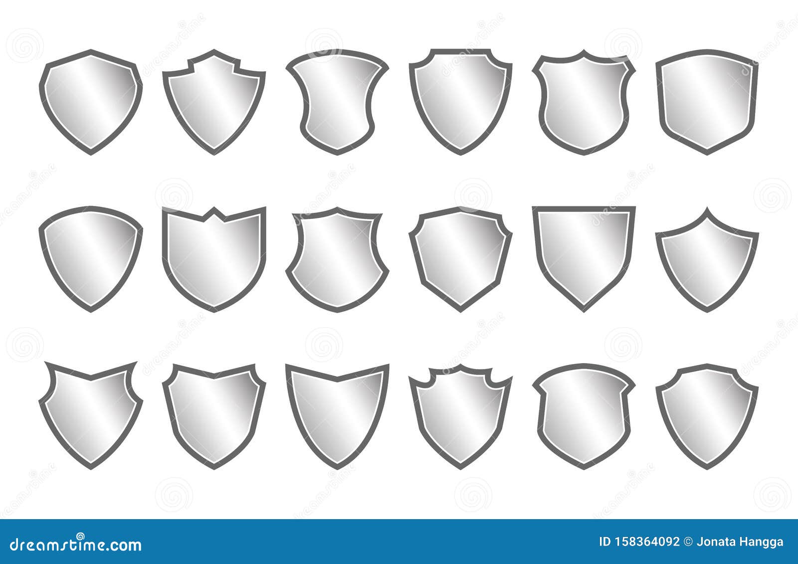 18 Silver Shield Design Icon Set Stock Vector - Illustration of badge ...