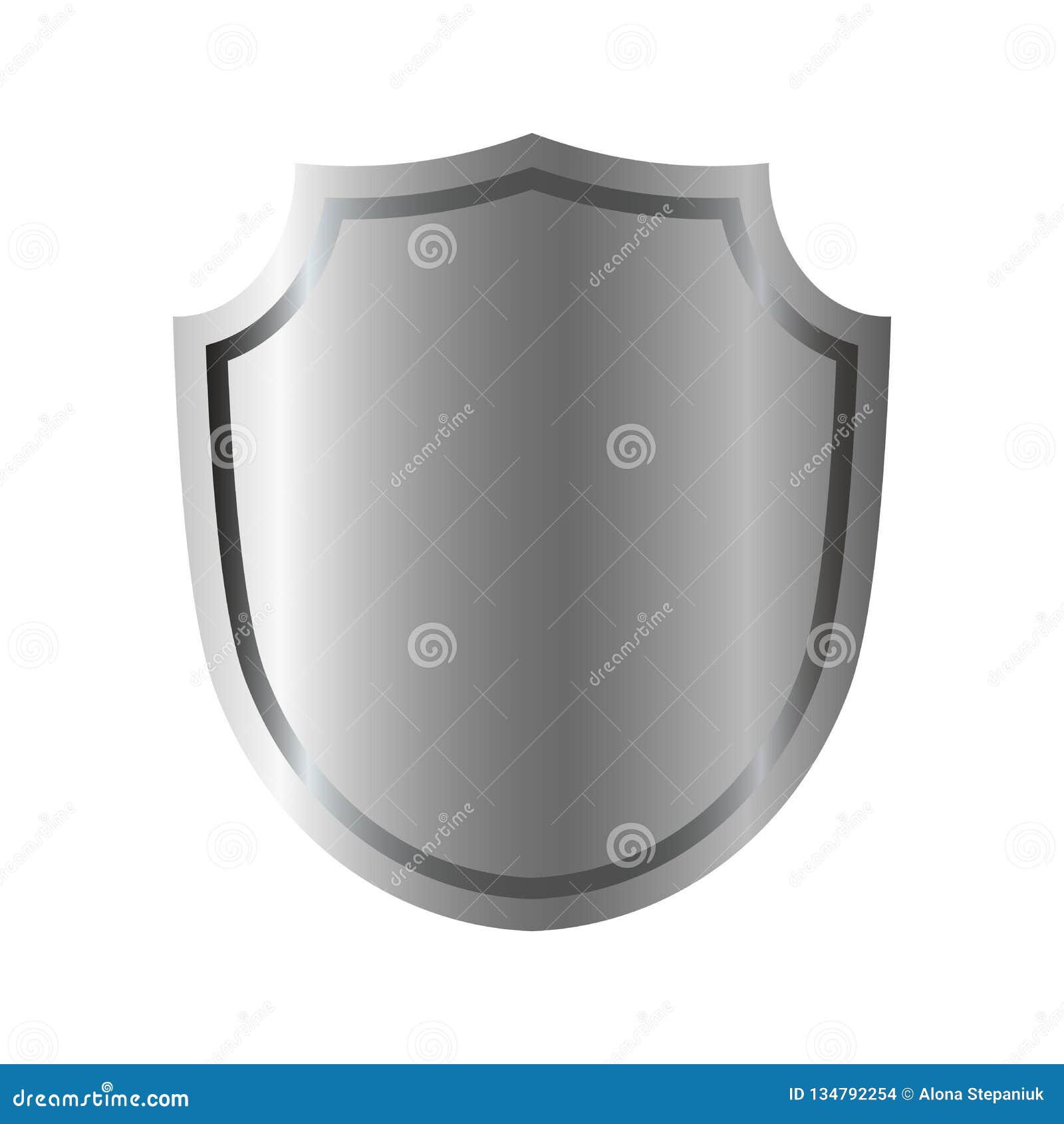 Silver Shield Shape Icon. 3D Gray Emblem Sign Isolated on White ...