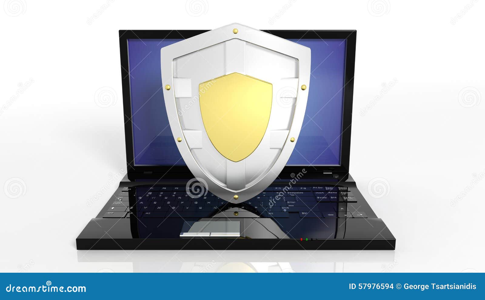 Silver Shield Symbol on Laptop Black Keyboard Stock Illustration ...