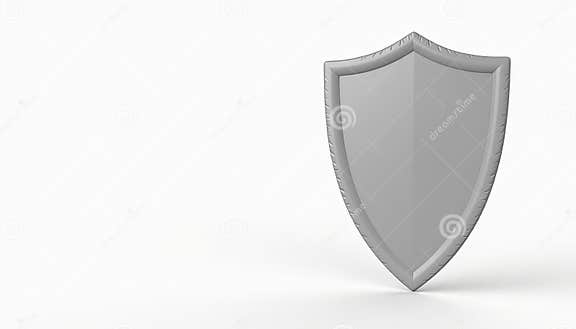 A Silver Shield Symbolizing Security and Protection on a Plain White ...