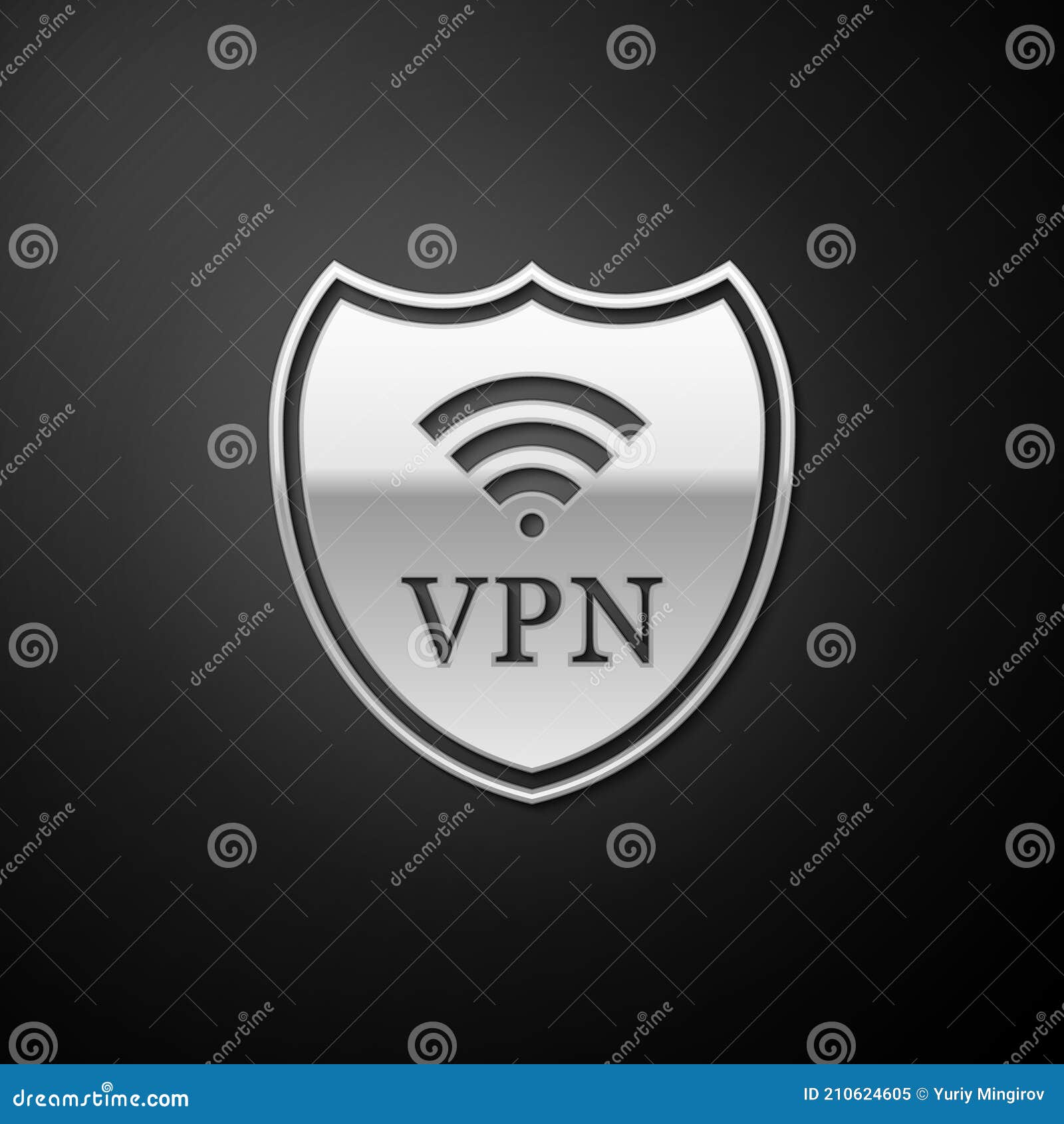 Silver Shield with VPN and WiFi Wireless Internet Network Icon Isolated ...
