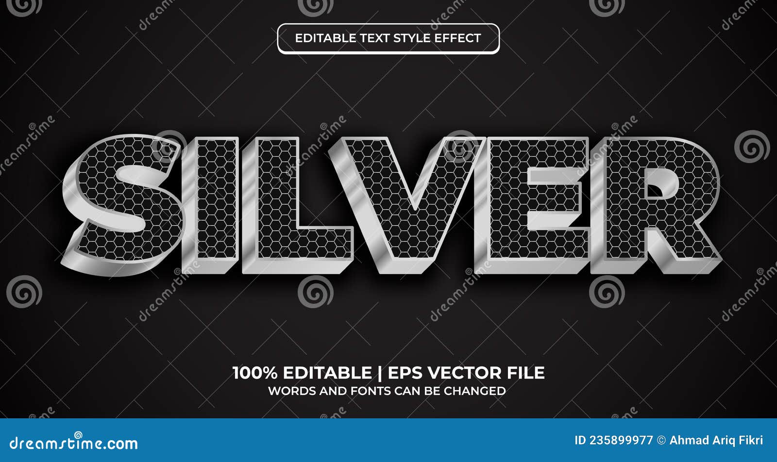 Silver Shine Editable Premium Text Style Effect Stock Vector ...