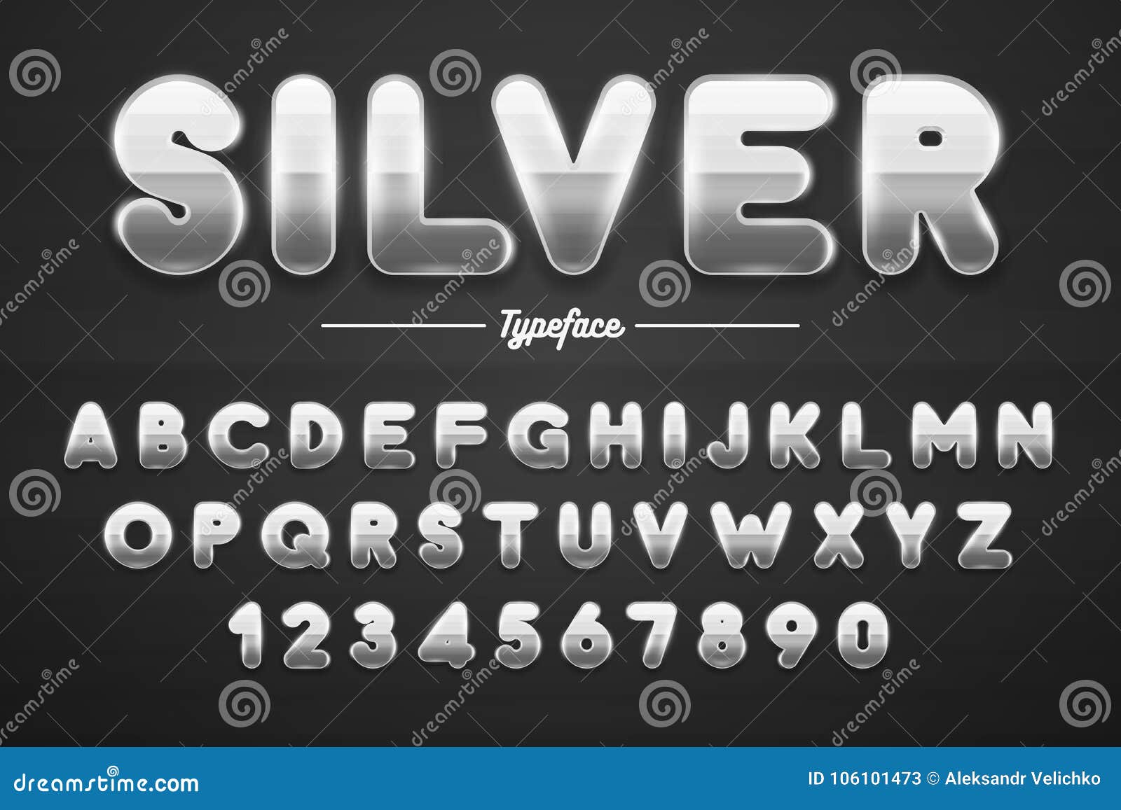Silver Shining Font, Letters and Numbers Illustration Stock Vector ...